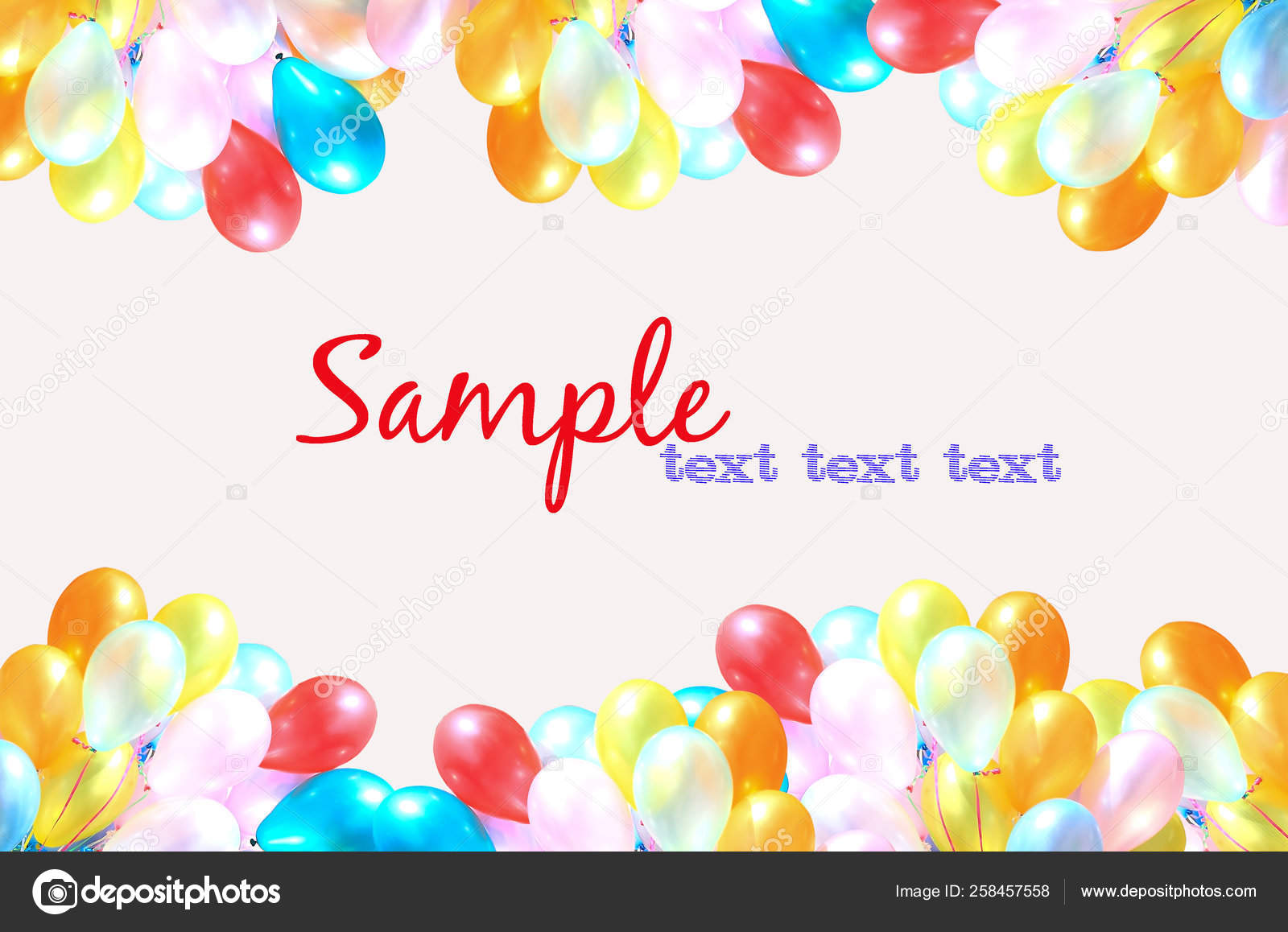 Colorful Balloons White Background Copy Space Sample Text Stock Photo ...