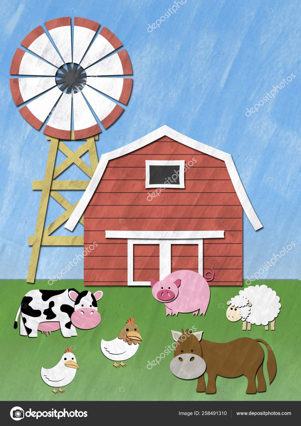 Farm Animal Stand Front Barnyard Wind Mill Stock Photo by ©YAYImages ...