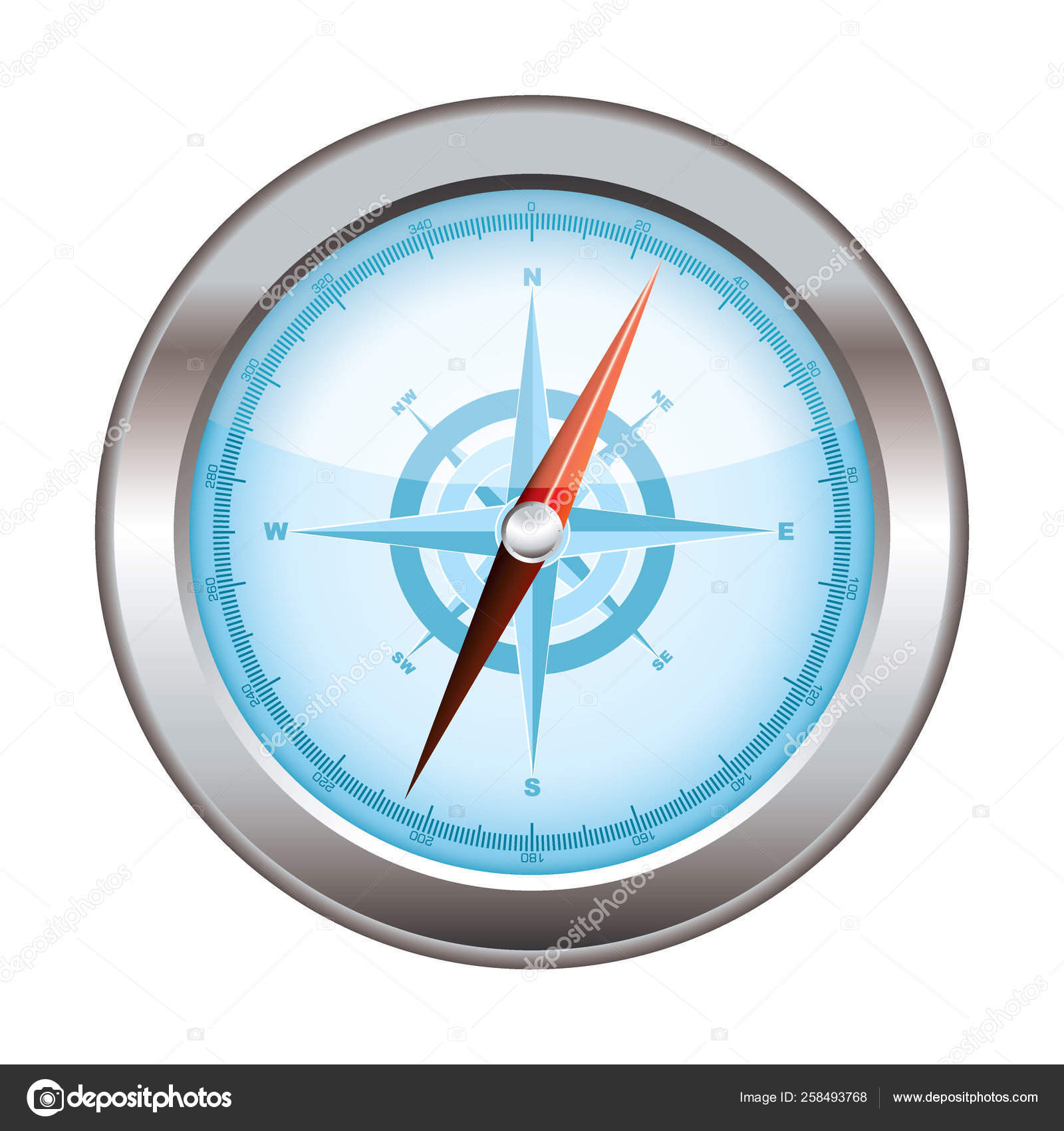 Blue Icon Symbol Compass Silver Dial Stock Photo by ©YAYImages 258493768
