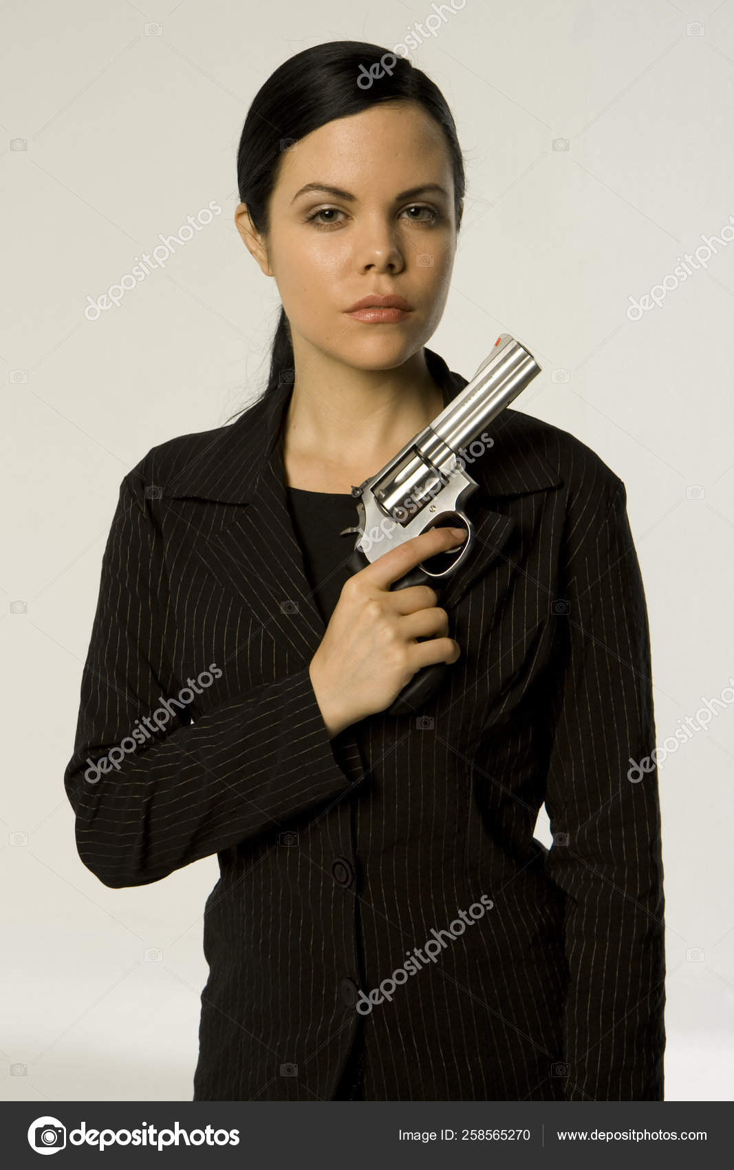 Beautiful Woman 357 Smith Wesson Revolver Woman Dressed Professional ...