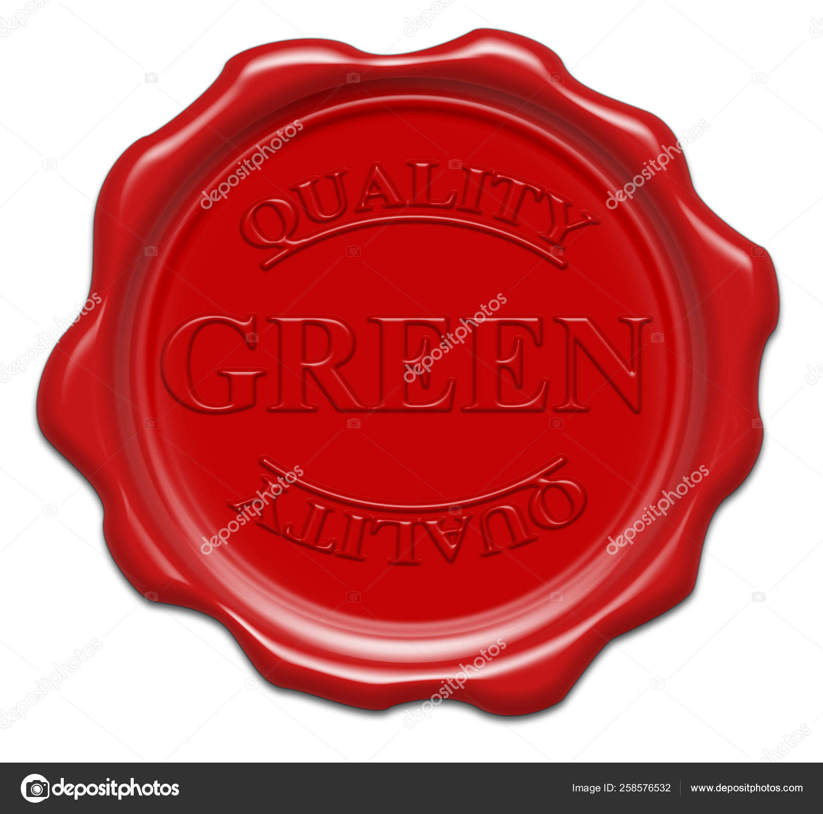Quality Green Illustration Red Wax Seal Isolated White Background Word ...