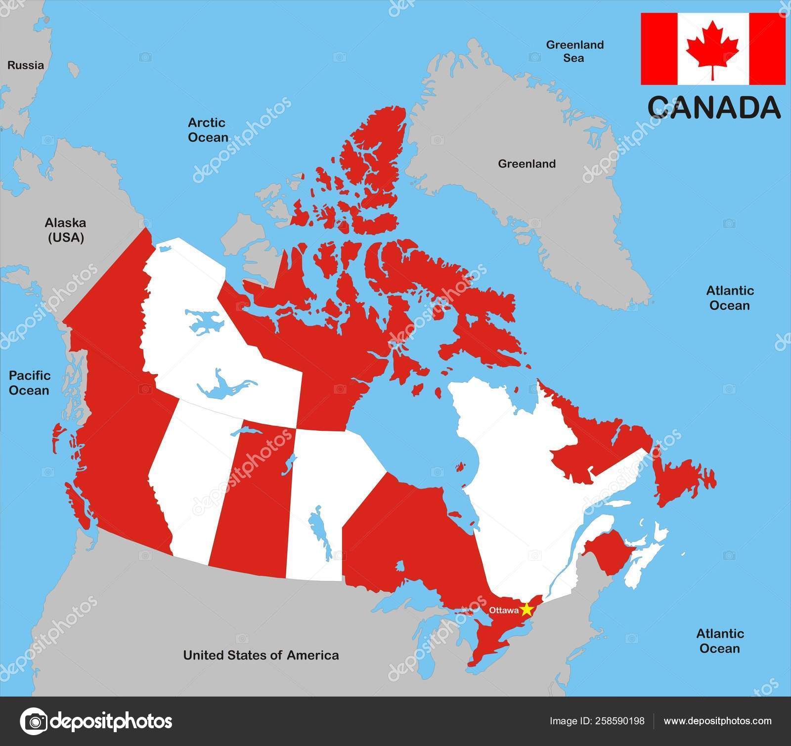 Illustration Canada Map Neighbours Flag – Stock Editorial Photo ...