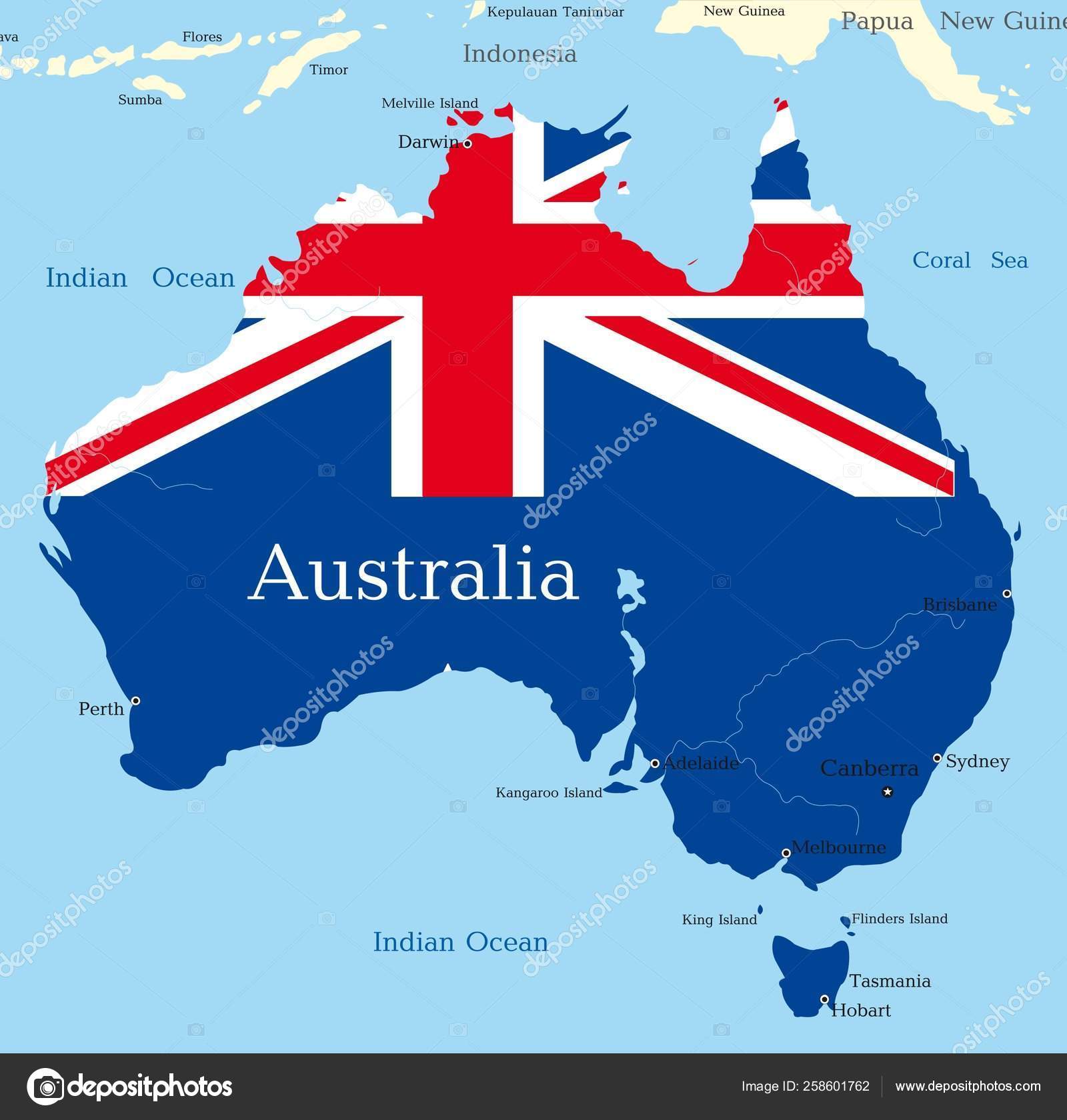 Abstract Map Australian Continent Colored National Flag Stock ...