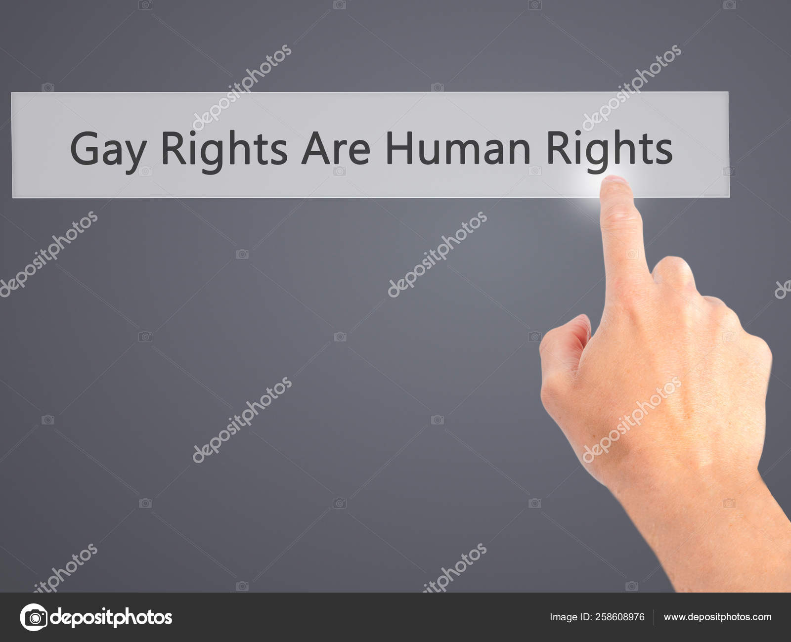 Gay Rights Human Rights Hand Pressing Button Blurred Background Concept ...