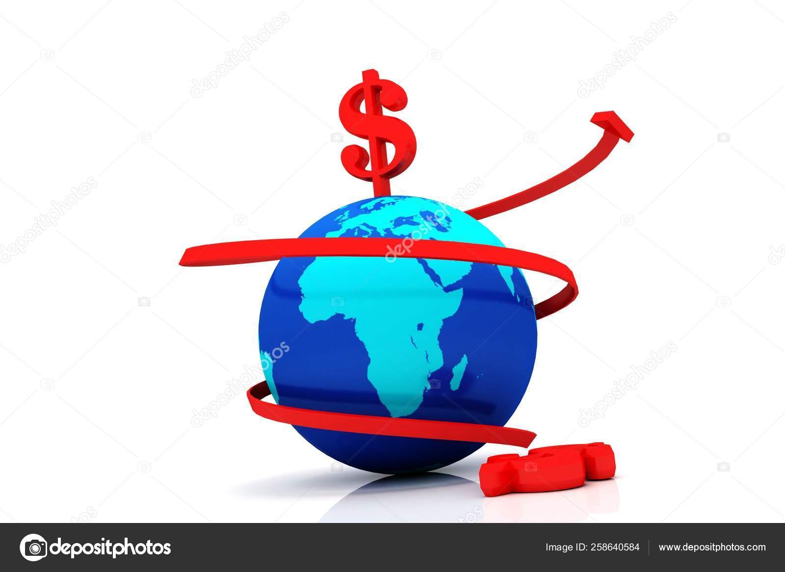 Rendering Globe Dollar Sign Rotating Arrows Isolated Background Stock ...