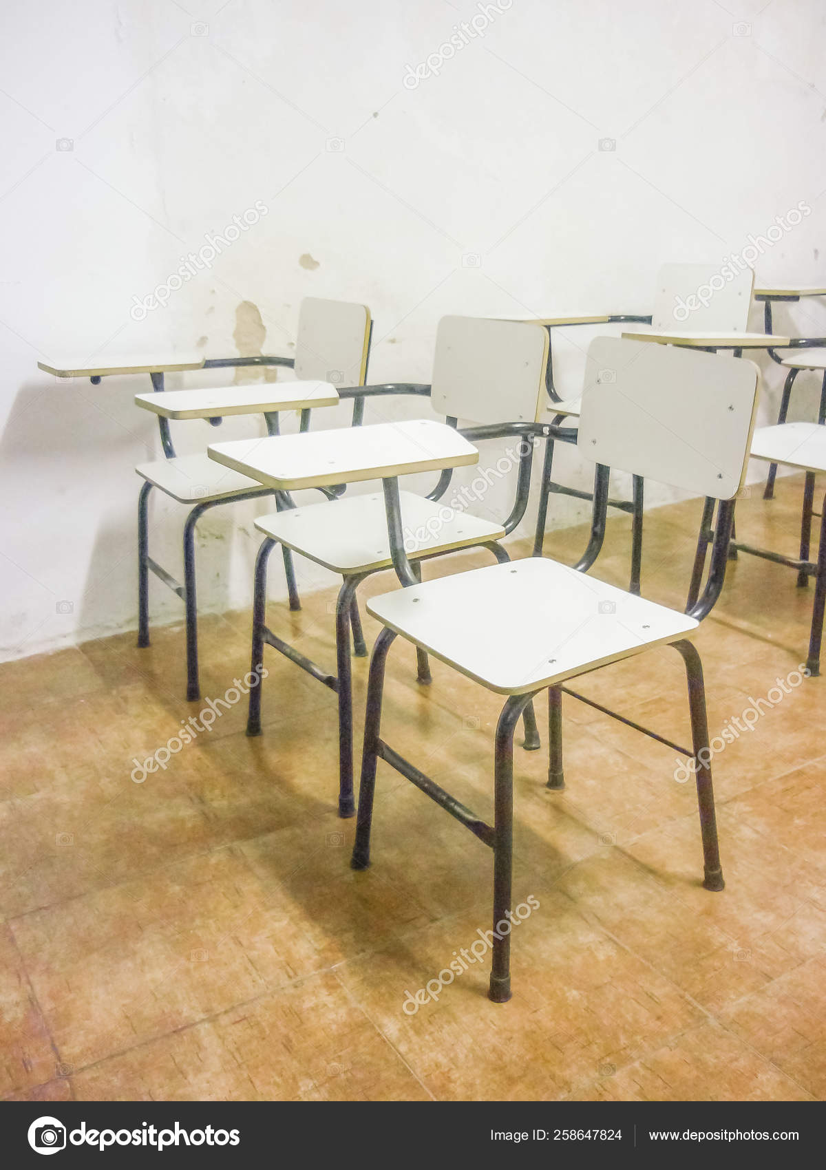 Perspective View Bunch Empty Classroom White Chairs Stock Photo by ...