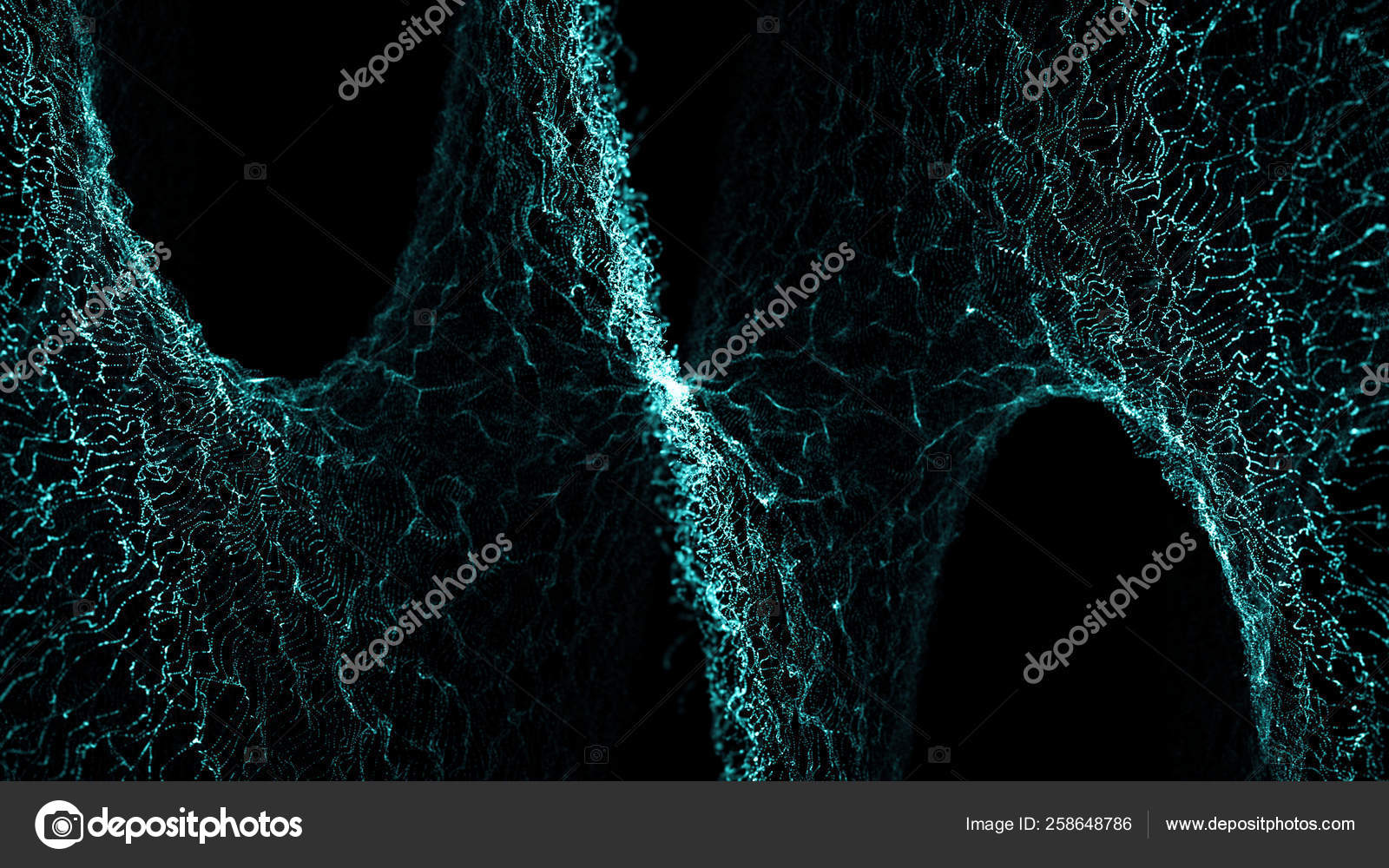 Digital Particles Floating Waveform Abyss Abstract Cyber Technology ...