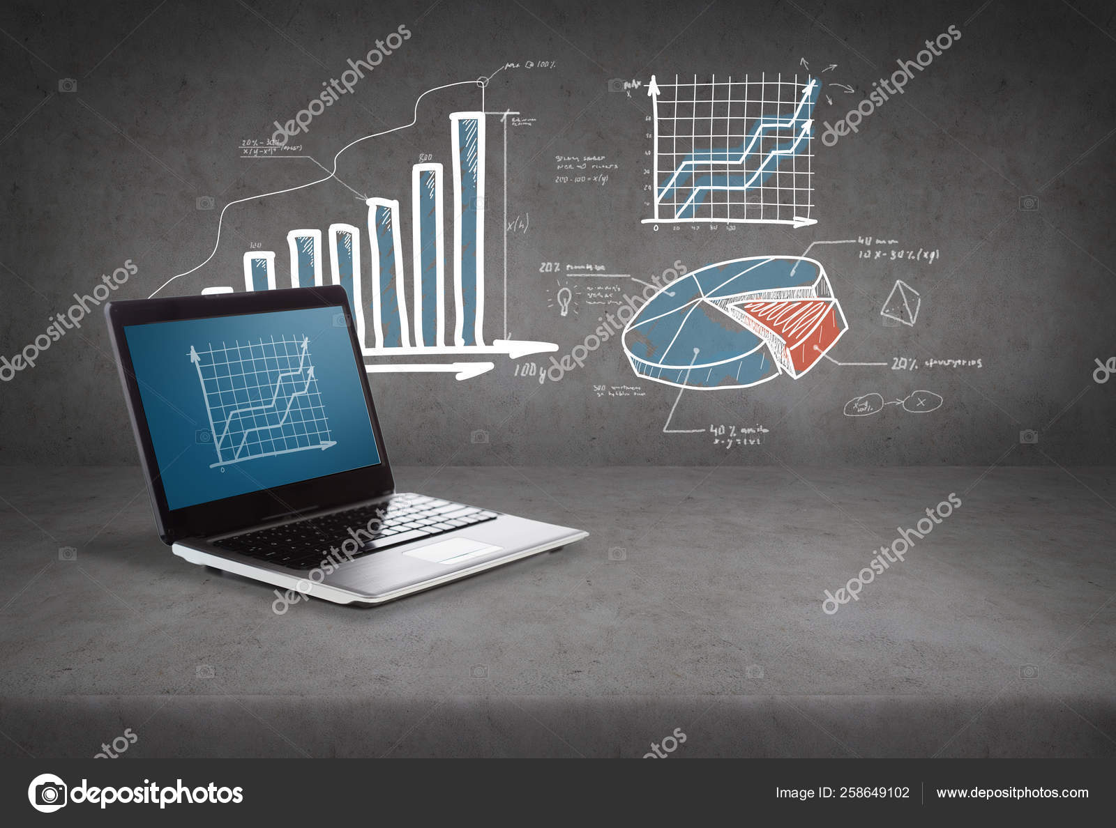 Technology Advertisement Concept Laptop Computer Graph Screen Stock ...