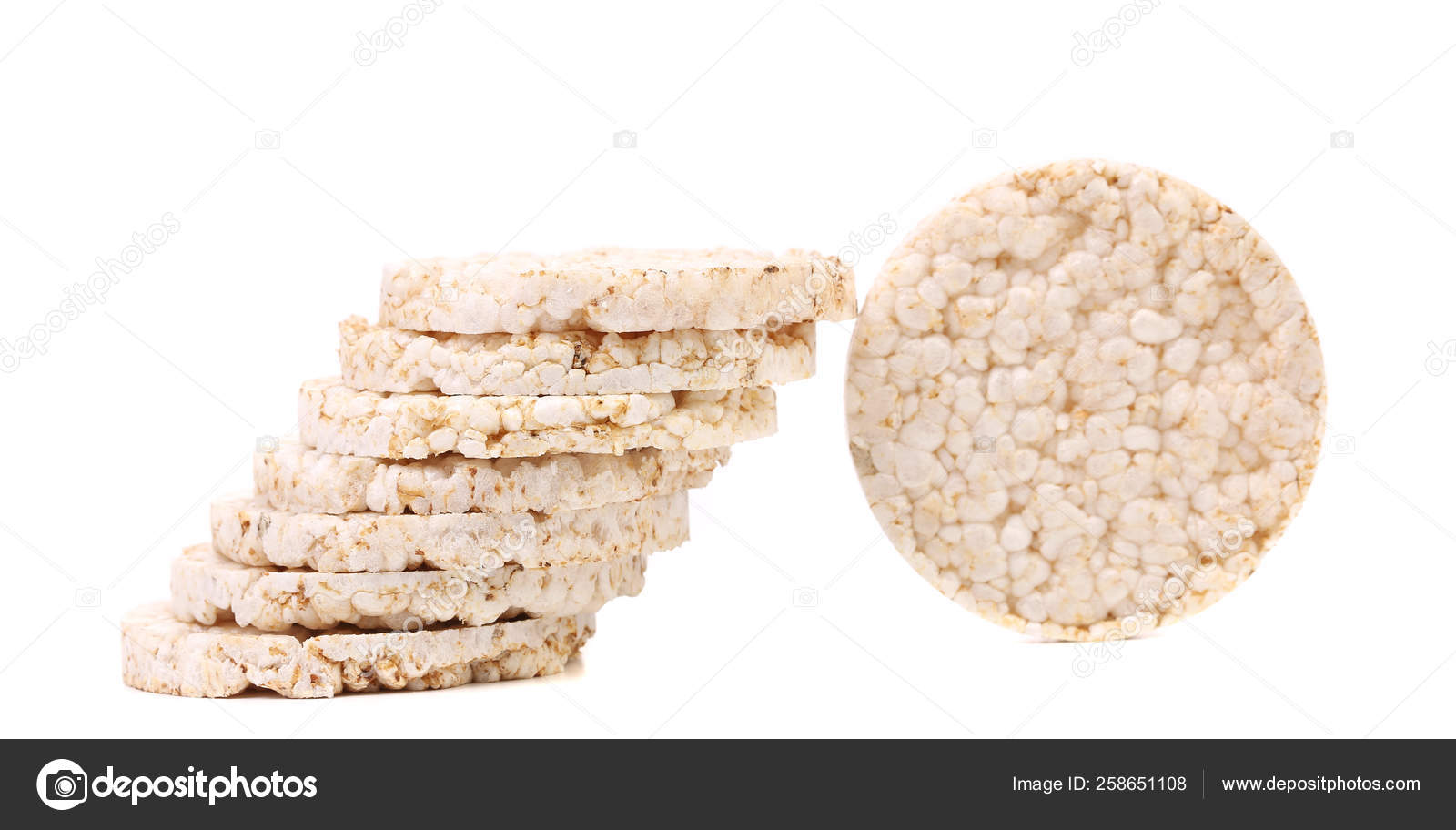 Stack Puffed Rice Snack Isolated White Background Stock Photo by ...