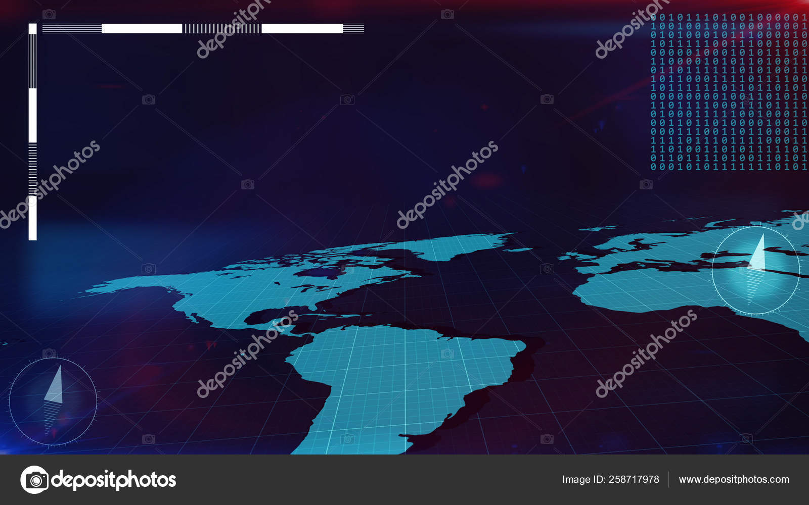 Illustration World Map Perspective View Dark Blue Background — Stock ...