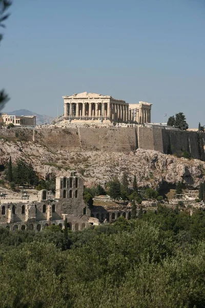 Rock Parthenon Herodion Theatre Landmarks Athens Greece — Stock Photo ...