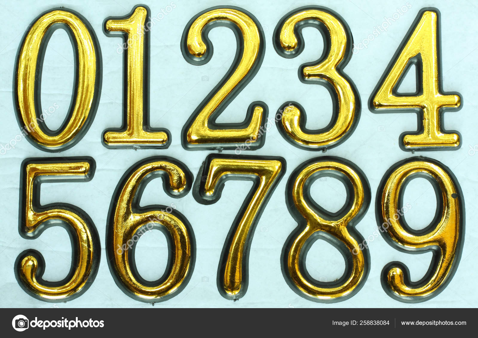 Golden Bright Numbers Light Blue Background Numbers — Stock Photo ...