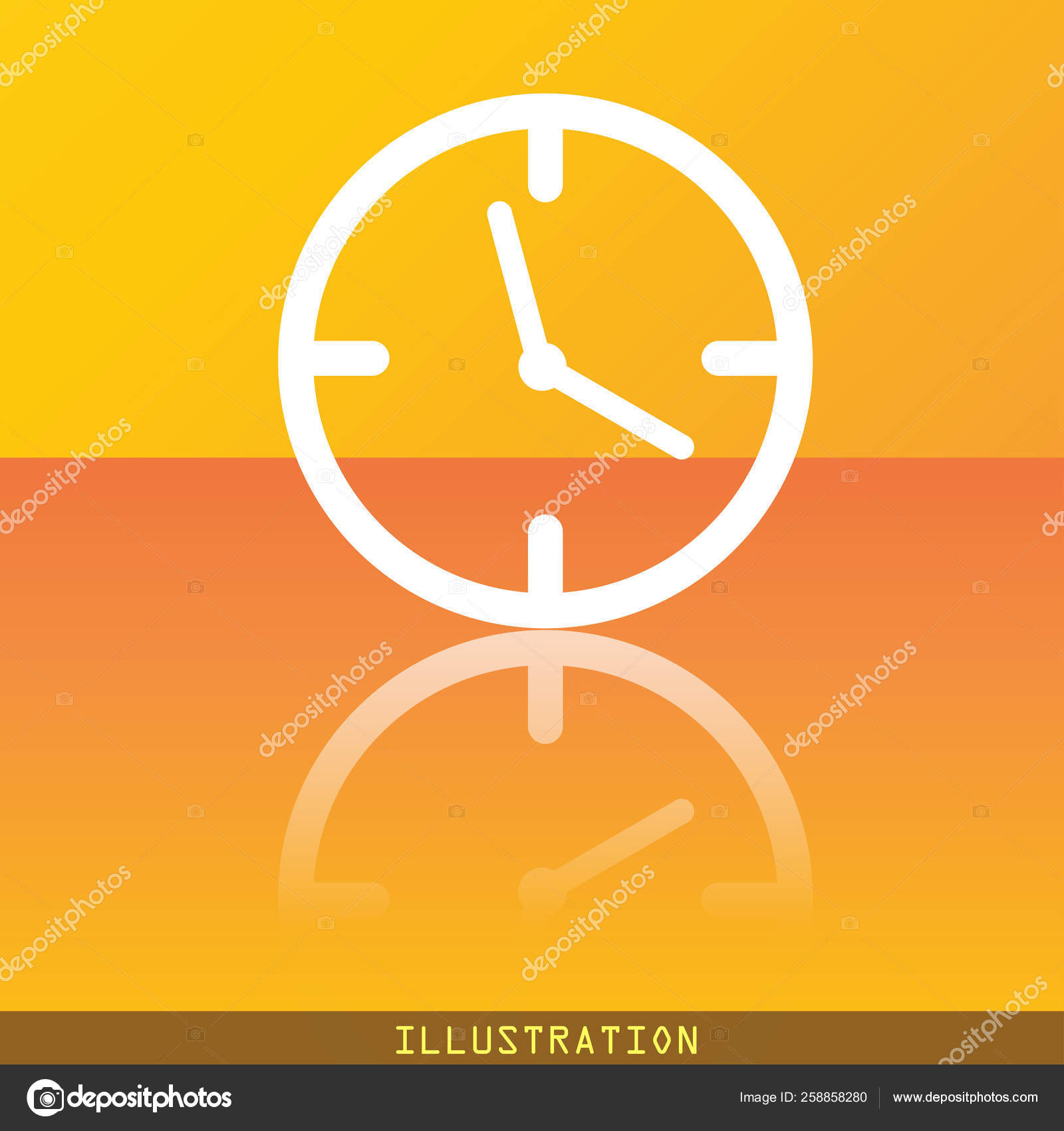 Clock Time Icon Symbol Flat Modern Web Design Reflection Space — Stock ...