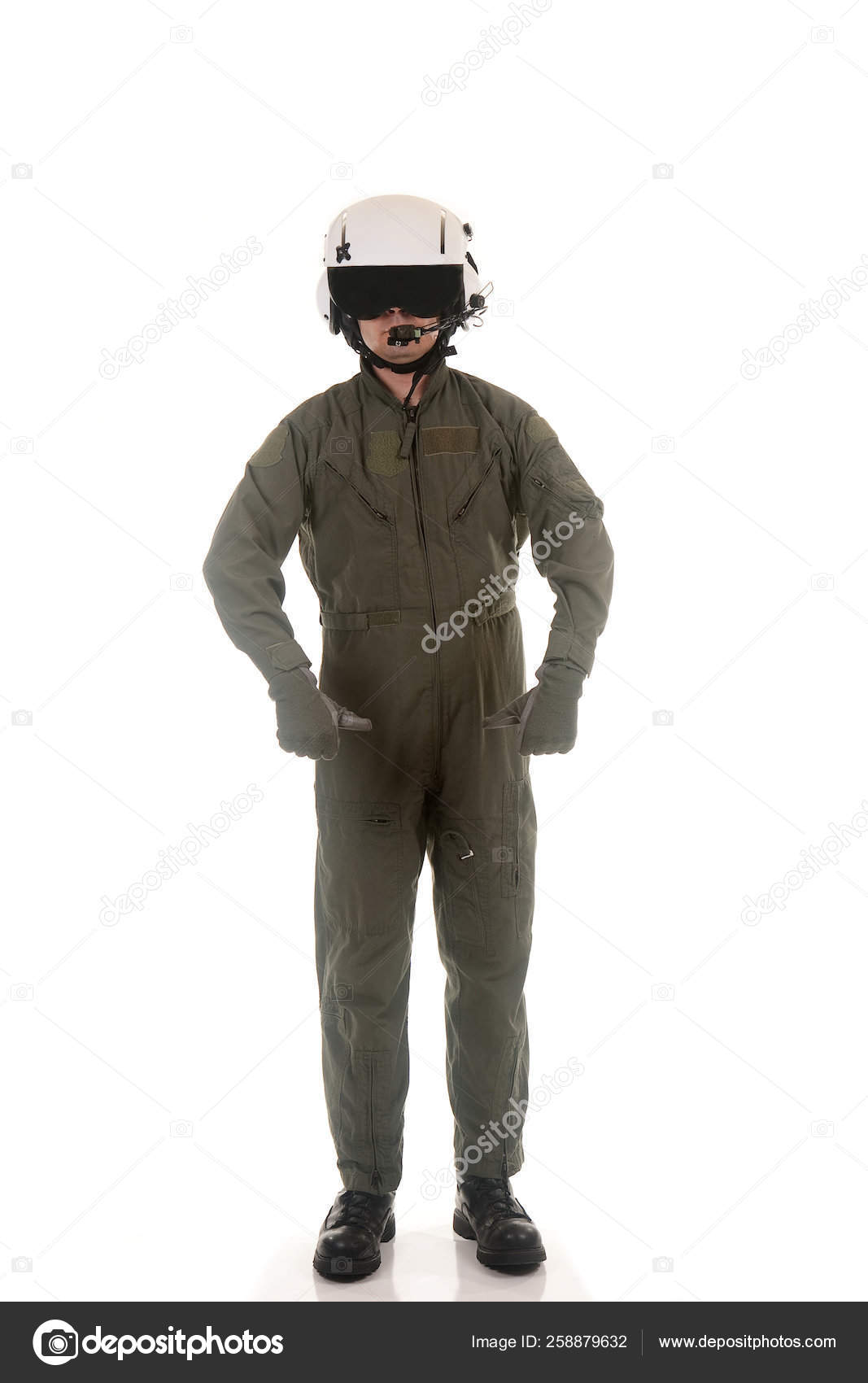 Military Pilot White Helmet Marshaling Aircraft White Background Stock ...