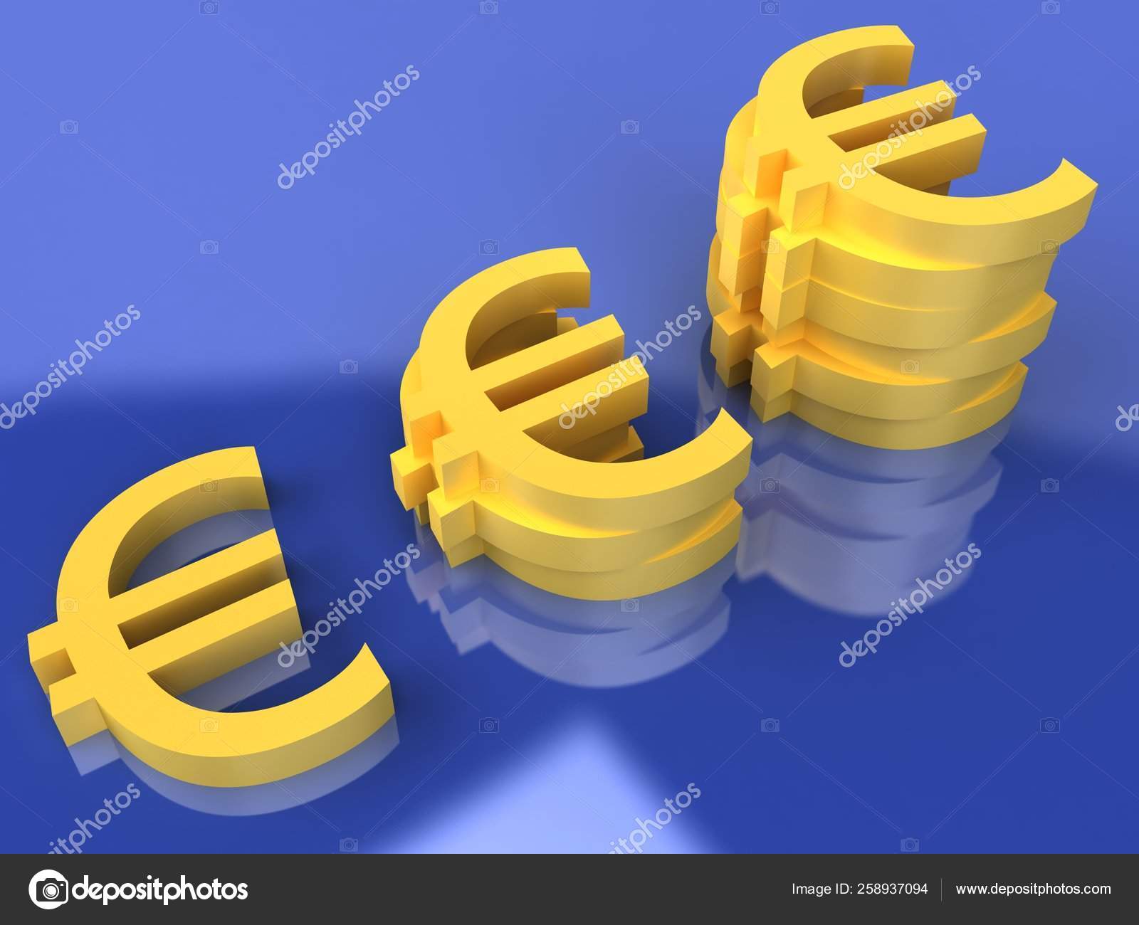Yellow Euro Symbols Blue Background Stock Photo by ©YAYImages 258937094