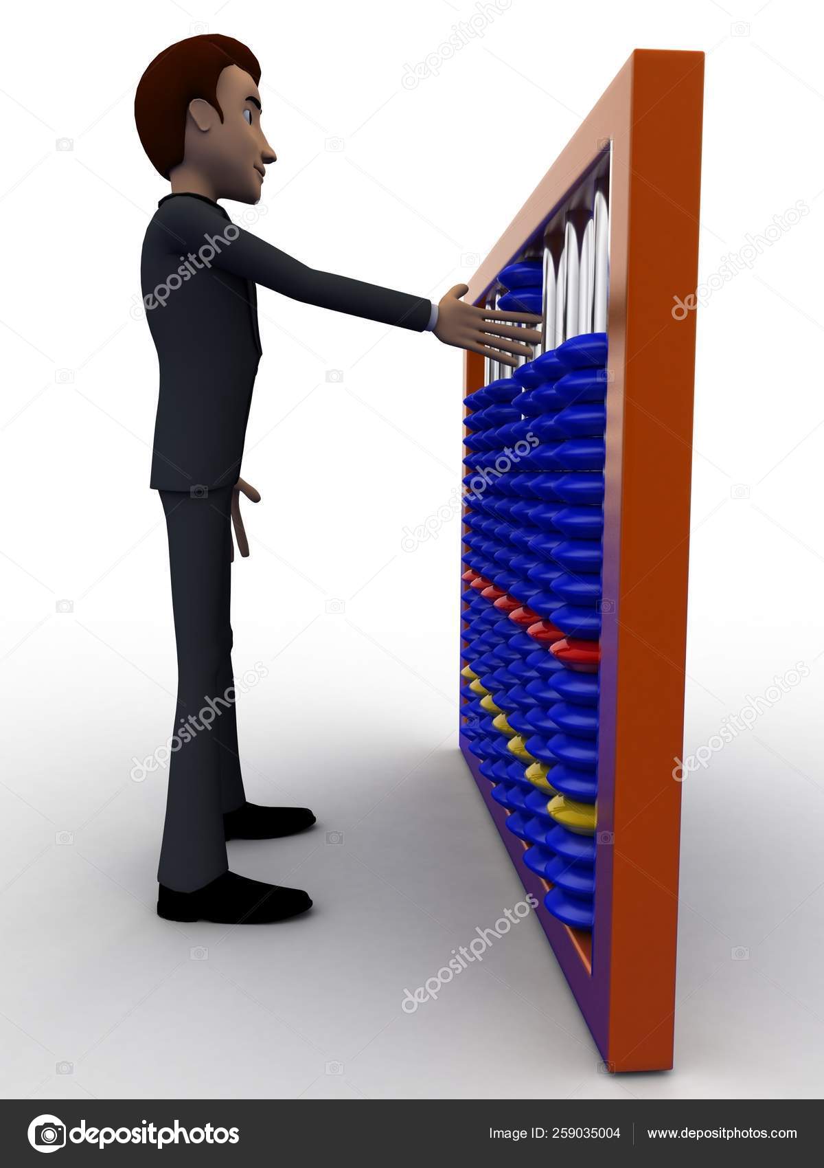 Man Calculating Using Abcus Concept White Background Side Angle View ...