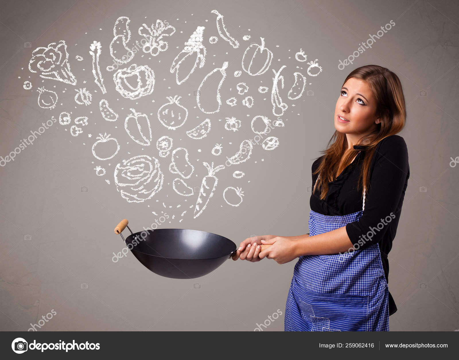 Pretty Lady Cooking Vegetables Stock Photo by ©YAYImages 259062416