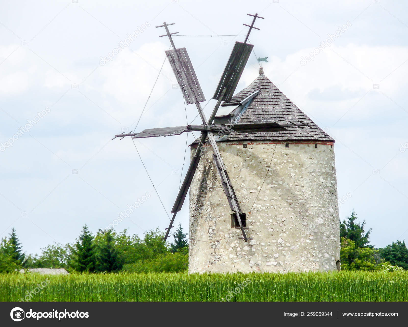 Old Grist Windmill Wheat Field Tes Hungary – Stock Editorial Photo ...