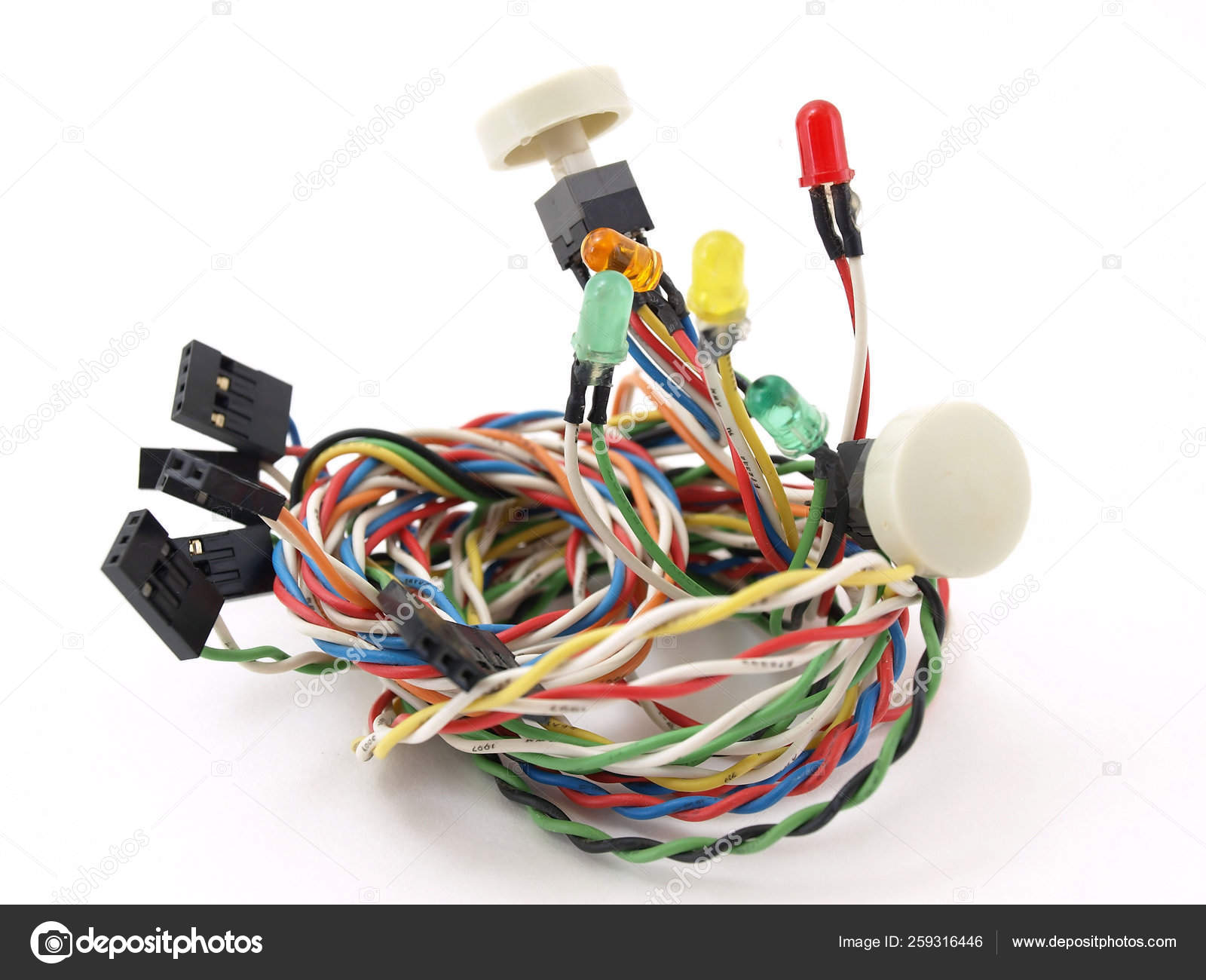 Various Buttons Switches Electronic Equipment Isolated White Background ...