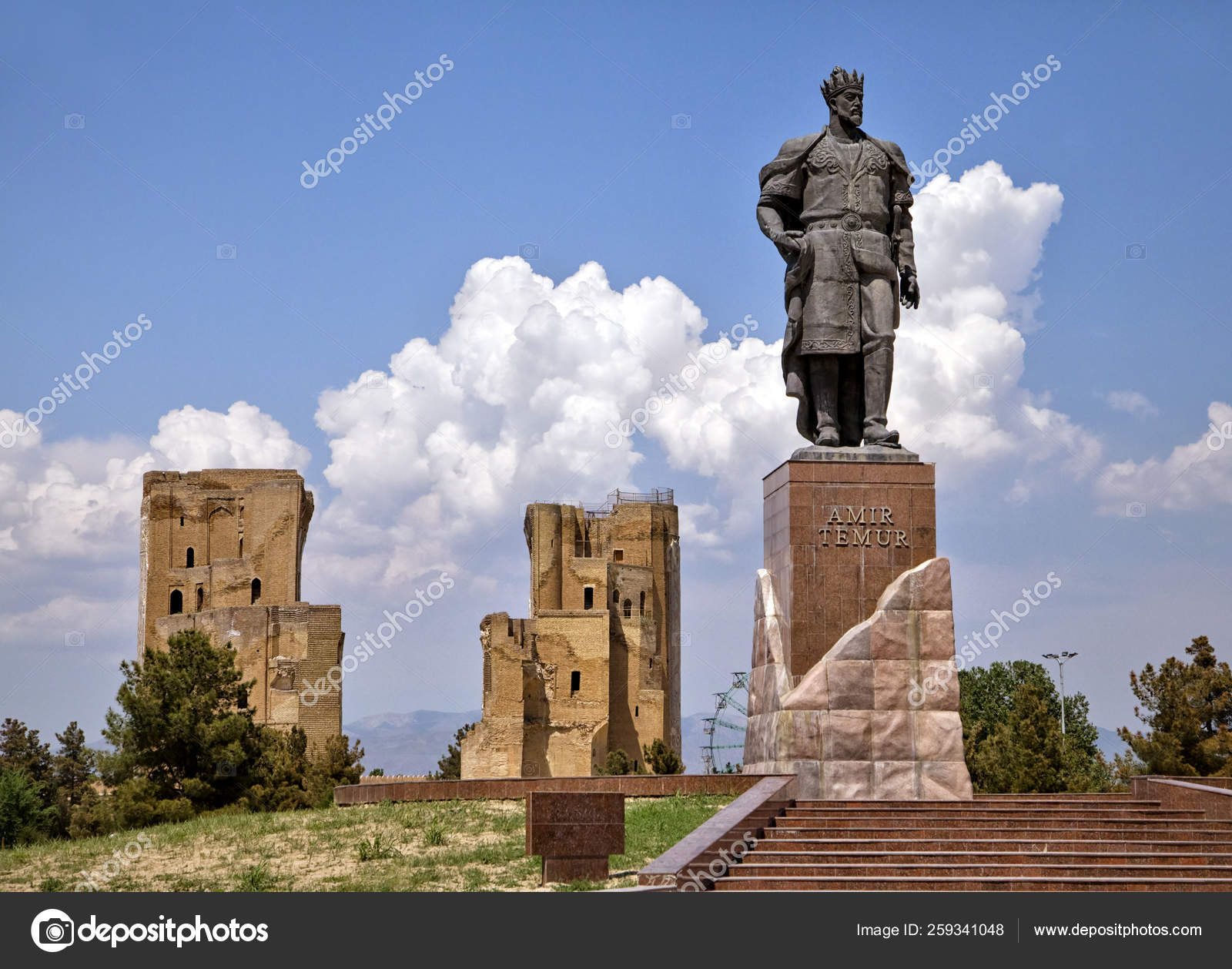 Statue Timur Ruins Saray Palace Shahrisabz Uzbekistan Stock Photo by ...