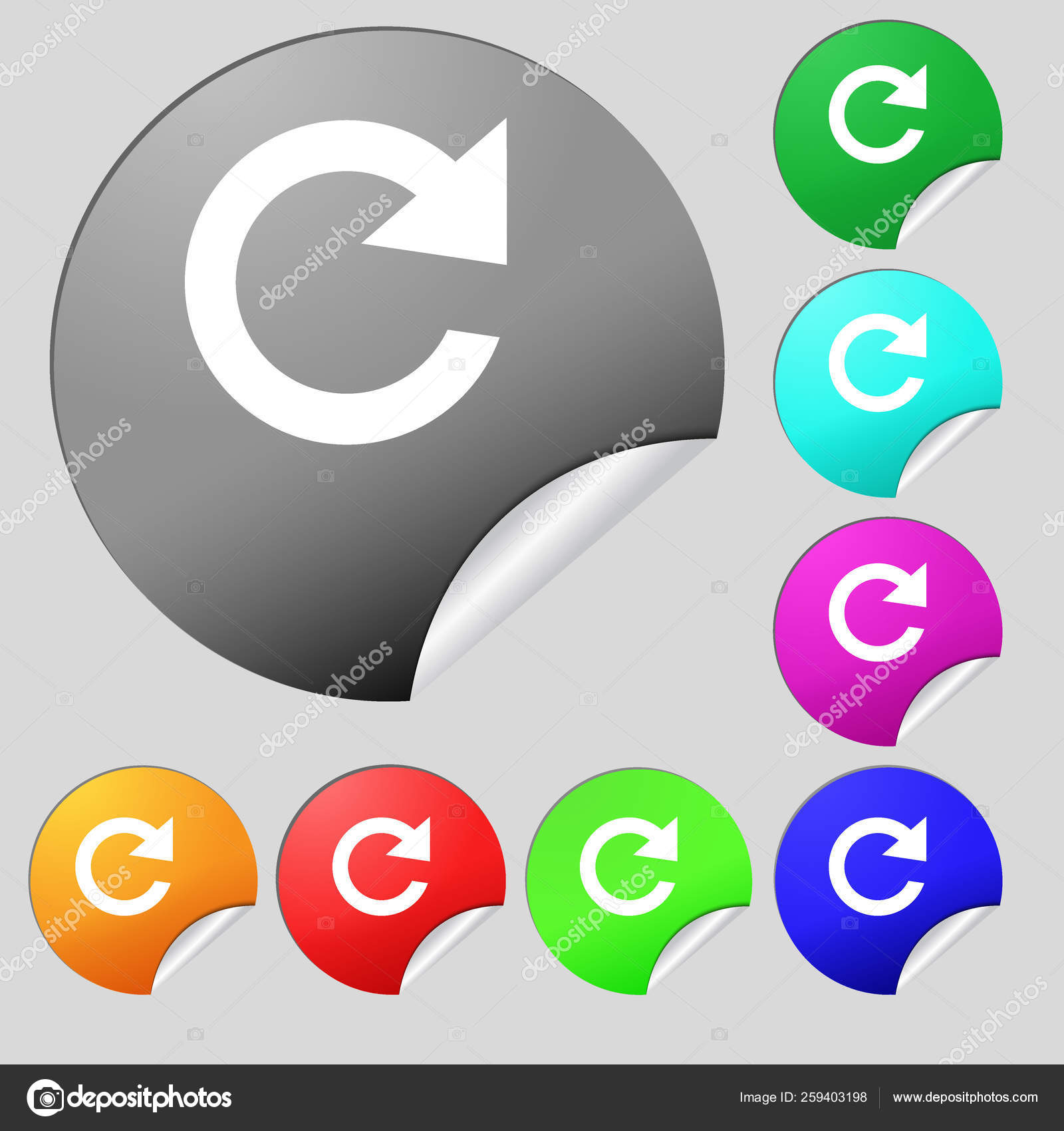 Update Sign Icon Full Rotation Arrow Symbol Set Eight Multi — Stock ...