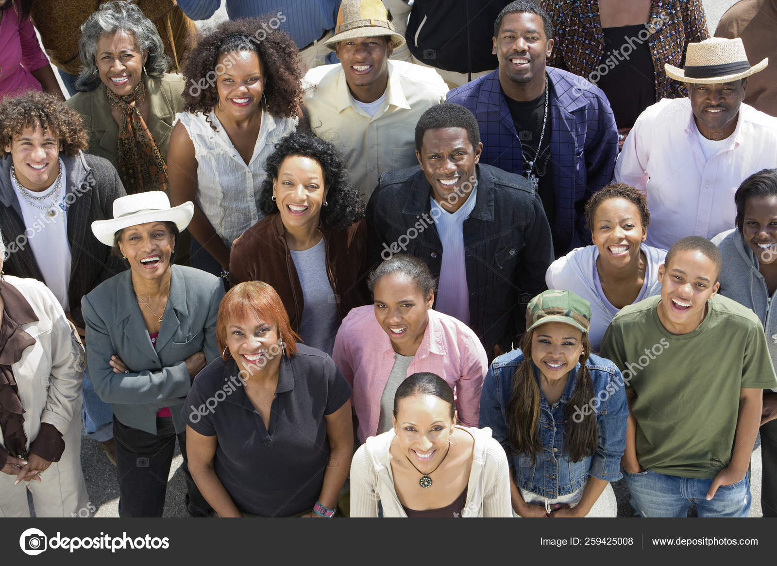 Crowd Smiling Camera High Angle View — Stock Photo © YAYImages #259425008
