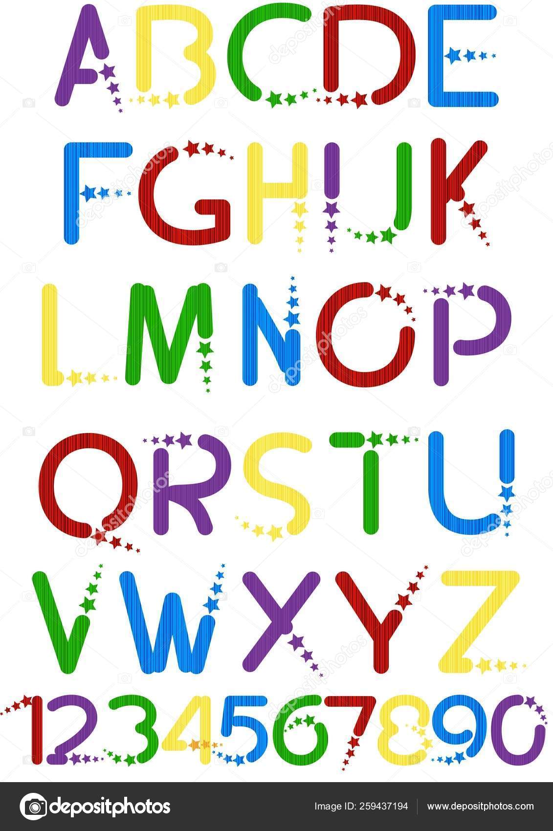 Fun Colorful Alphabet Letters Numbers Vector Illustration — Stock Photo ...