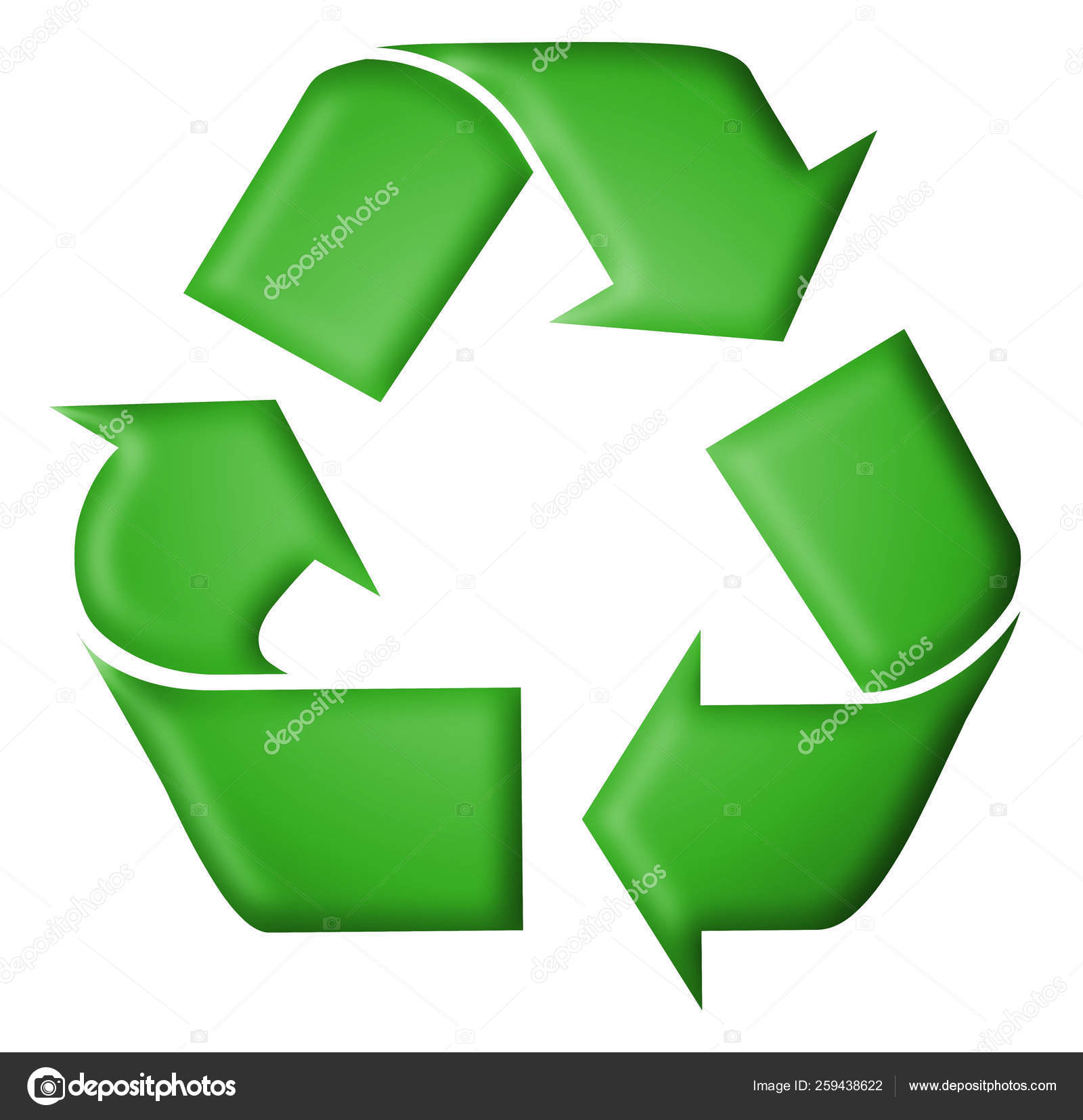 Símbolo Reciclaje Verde Aislado Sobre Fondo Blanco: fotografía de stock ...