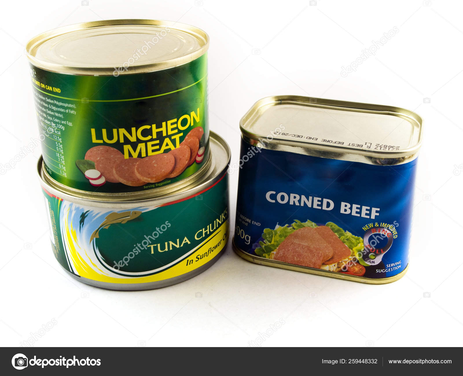 Canned Tins Meat Fish White Background — Stock Editorial Photo ...