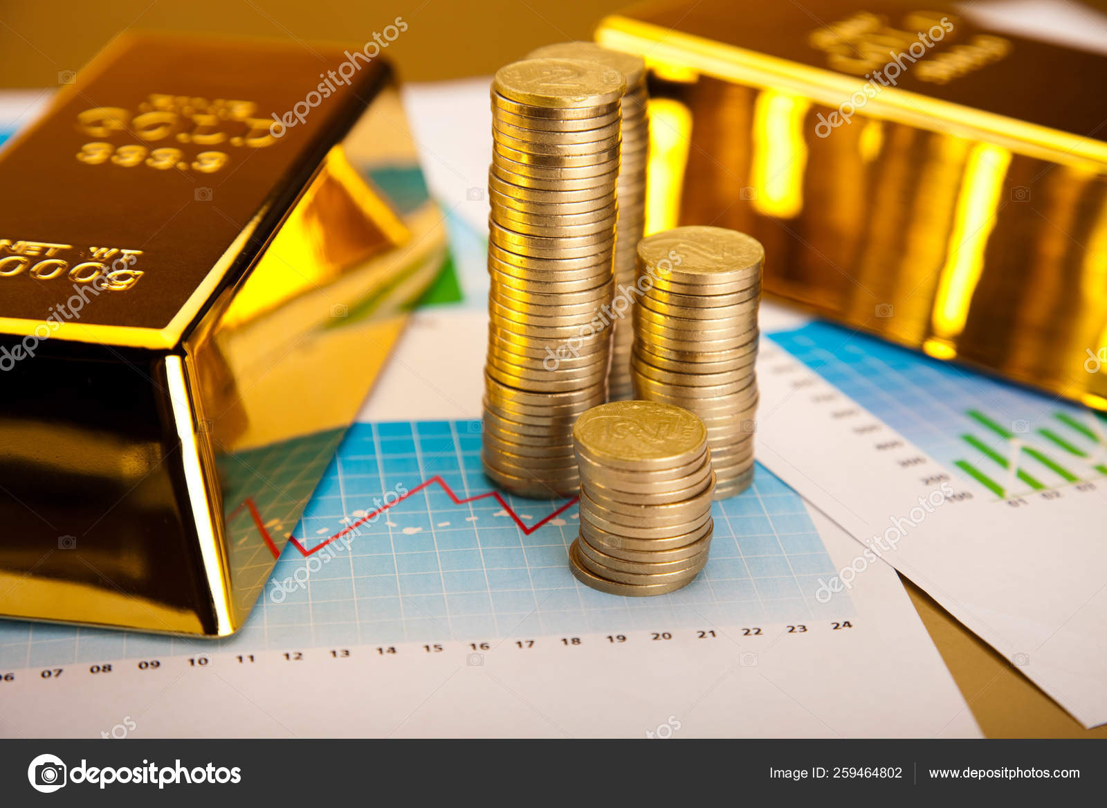 Gold Bars Linear Graph Ambient Financial Concept Stock Photo by ...