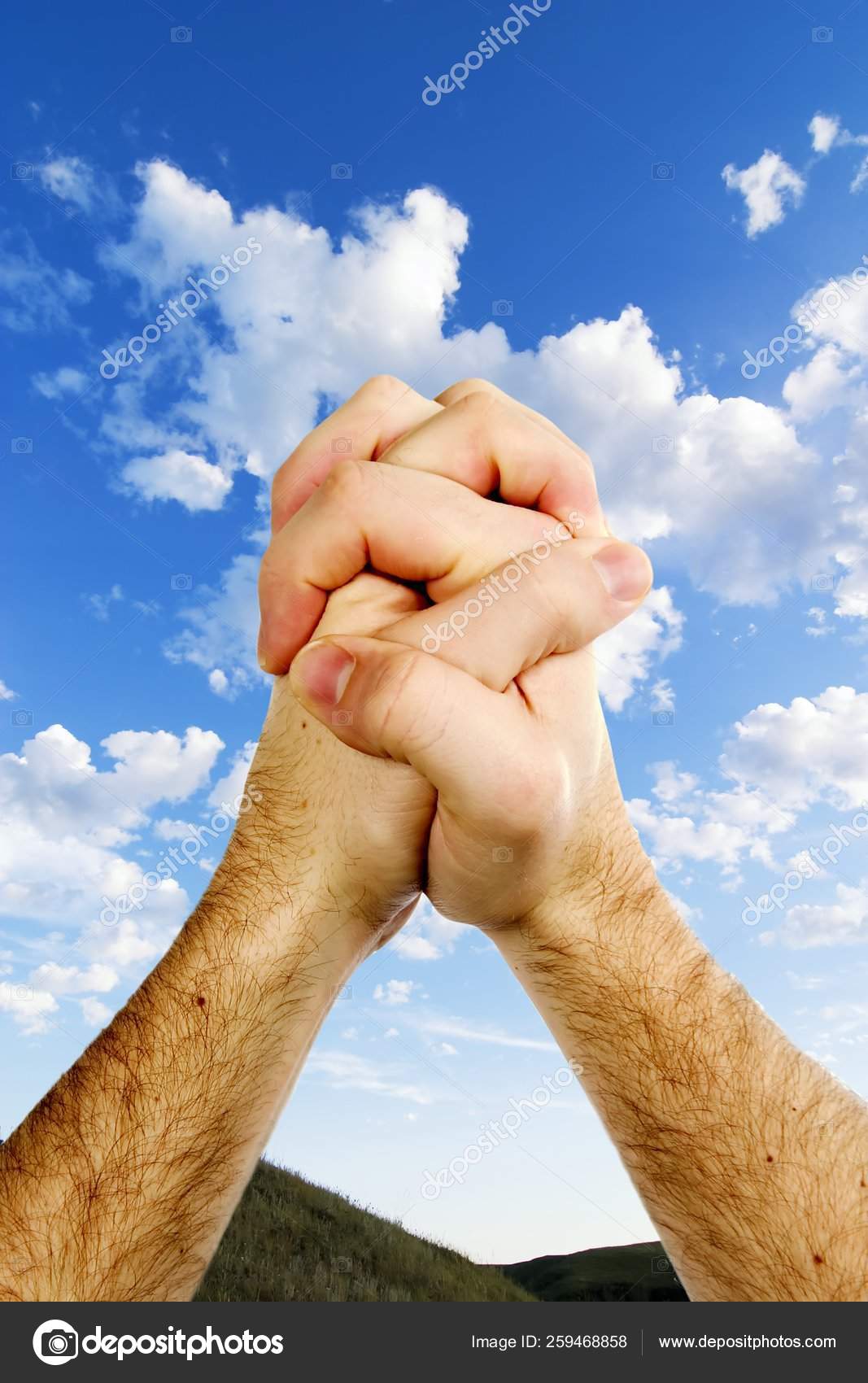 Praying Hands Top Beautiful Prairie Landscape Deep Blue Sky Picturesque ...
