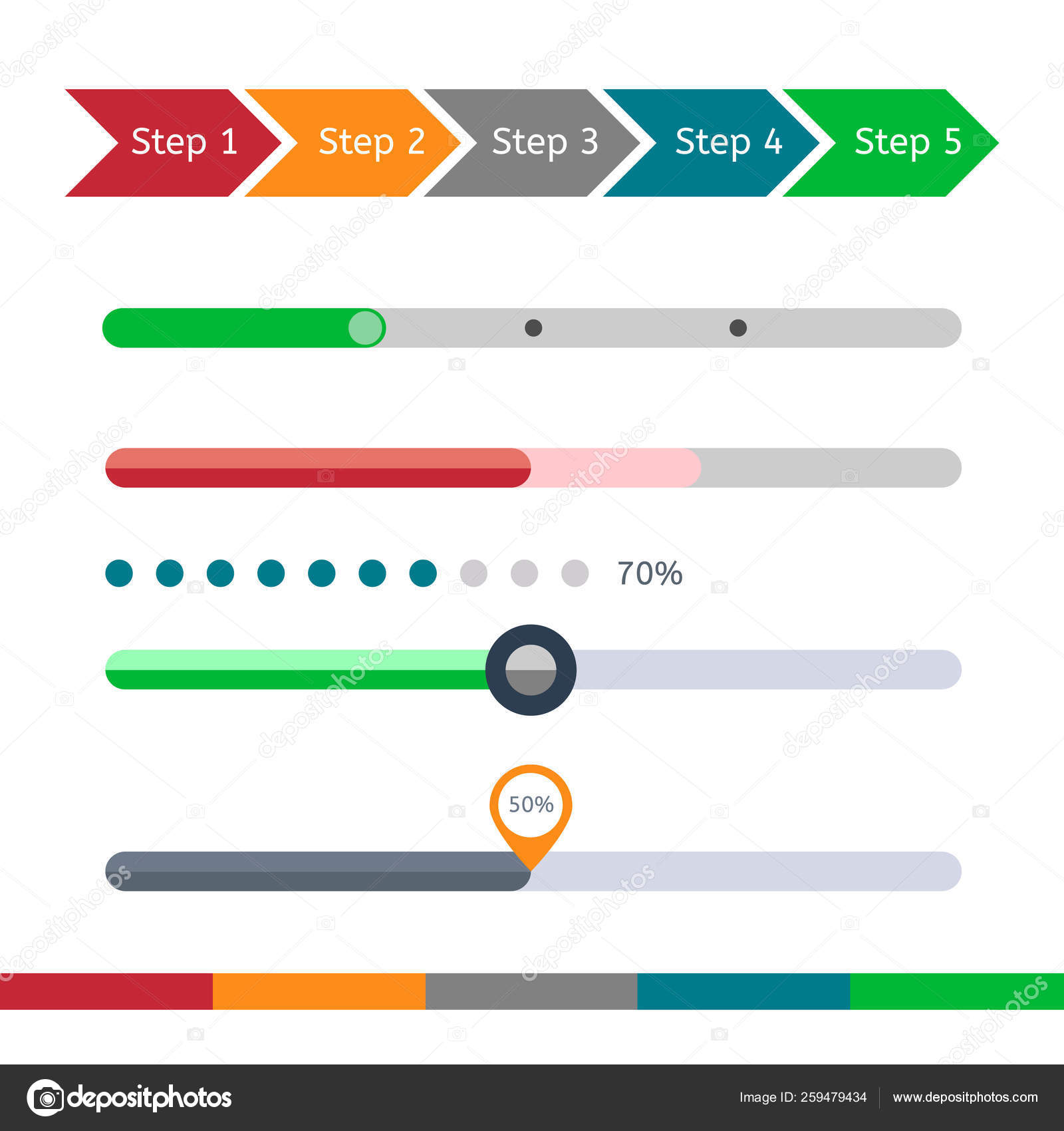 Progress Bar Set Process Download Step Step Loading Status Bar Stock Photo by ©YAYImages 259479434