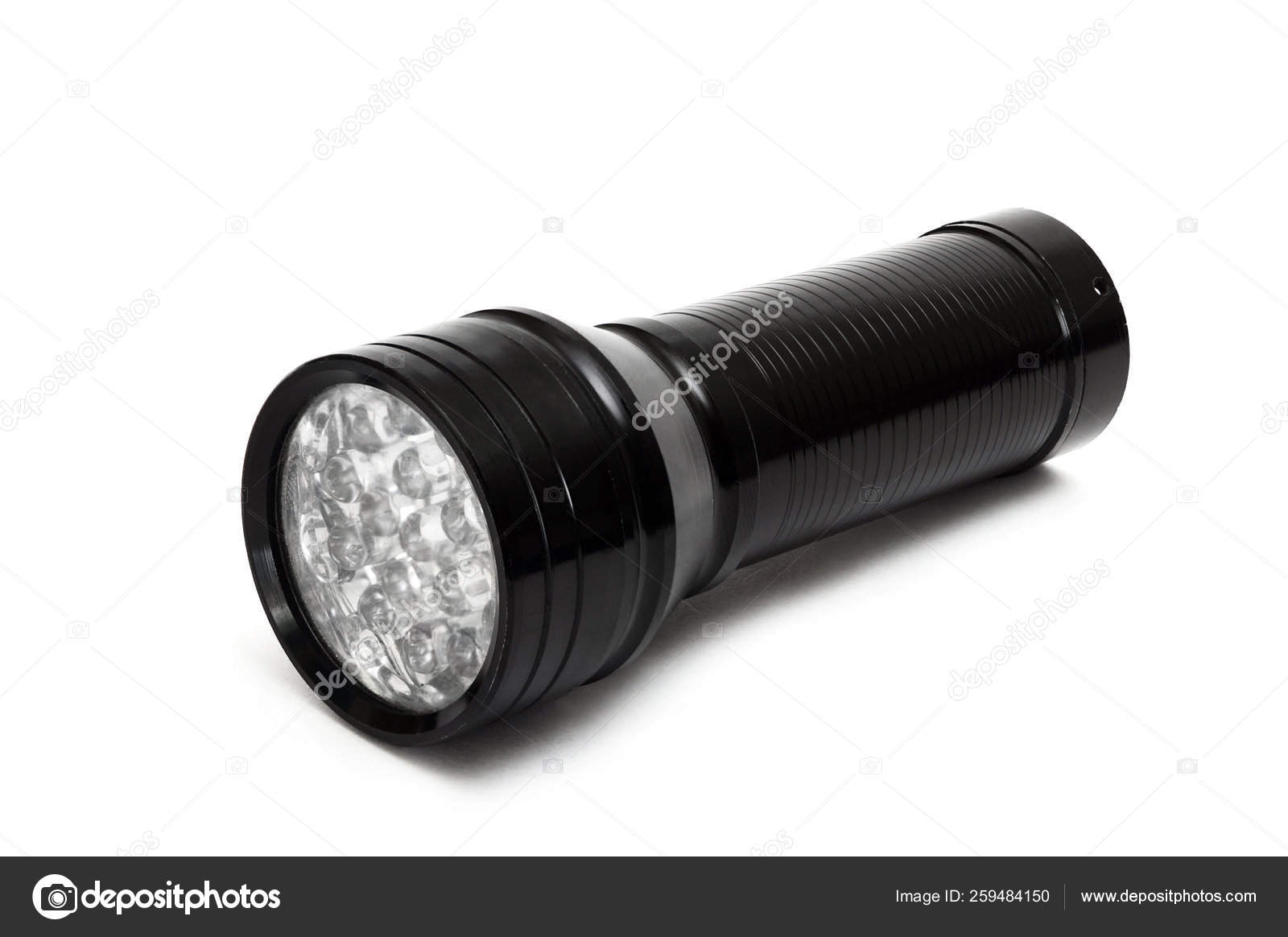 Small Black Flashlight Isolated White Background — Stock Photo ...