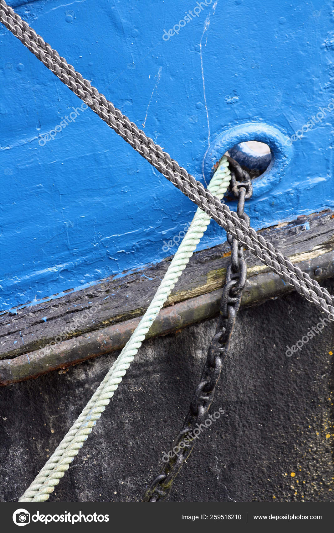 Maritime Abstract Detail Ship's Bow Husum Harbour Ropes Chain Stock ...
