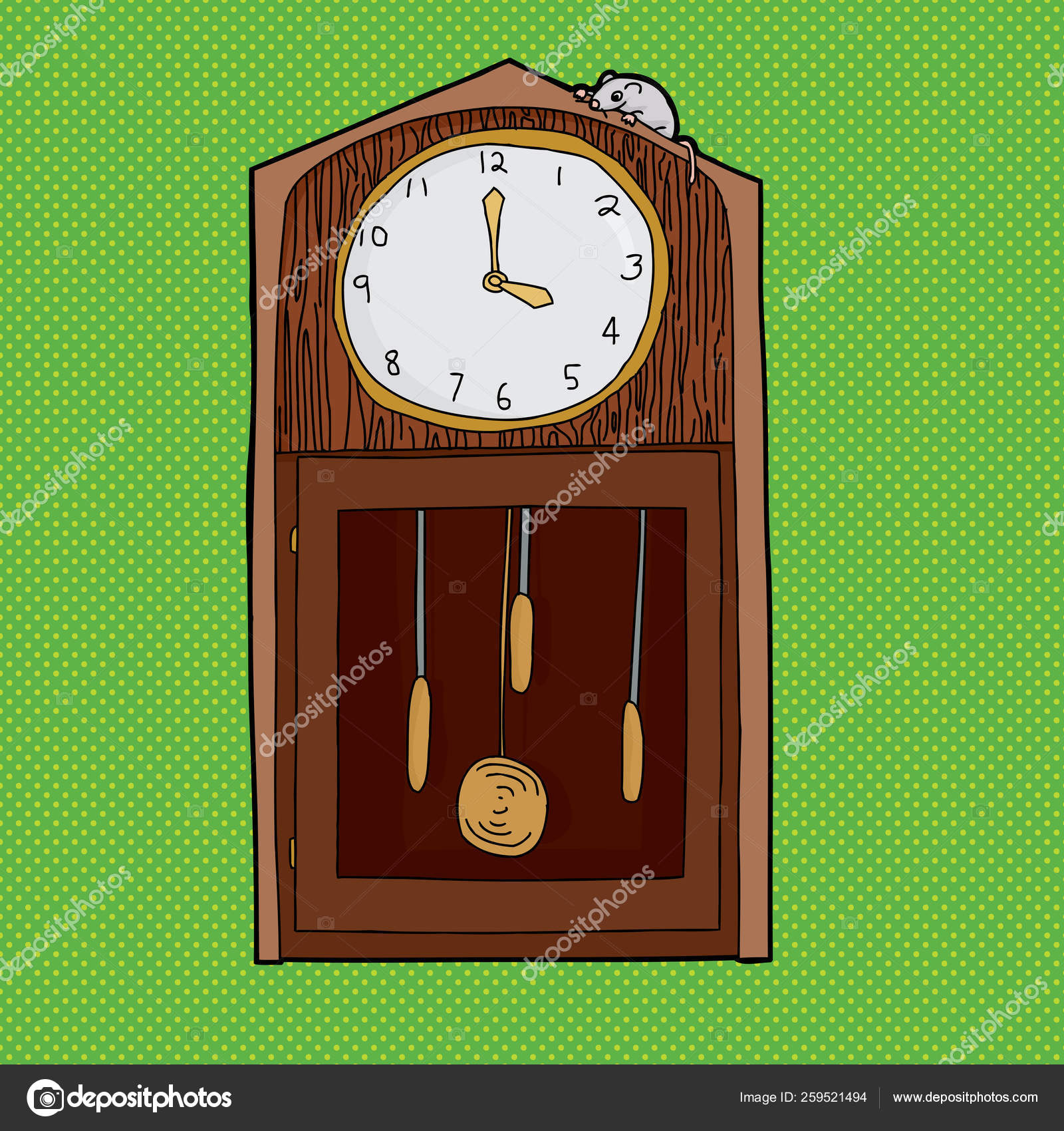 Mouse Top Antique Grandfather Clock Green Stock Illustration by ...