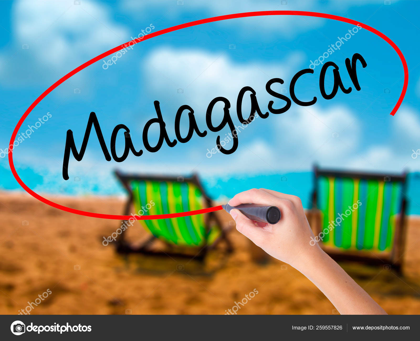 Man Hand Writing Madagascar Black Marker Visual Screen Isolated White ...