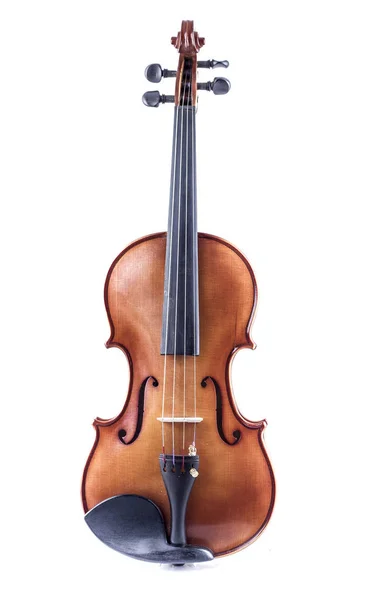 Sebuah Tampilan Depan Biola Tua Pada Latar Belakang Putih Yang — Foto ...