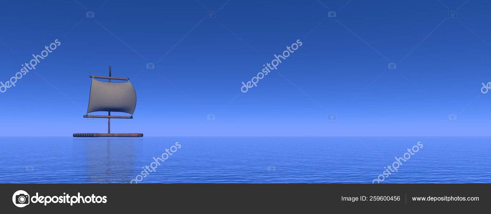 Raft Floating Alone Deep Blue Ocean Stock Photo by ©YAYImages 259600456