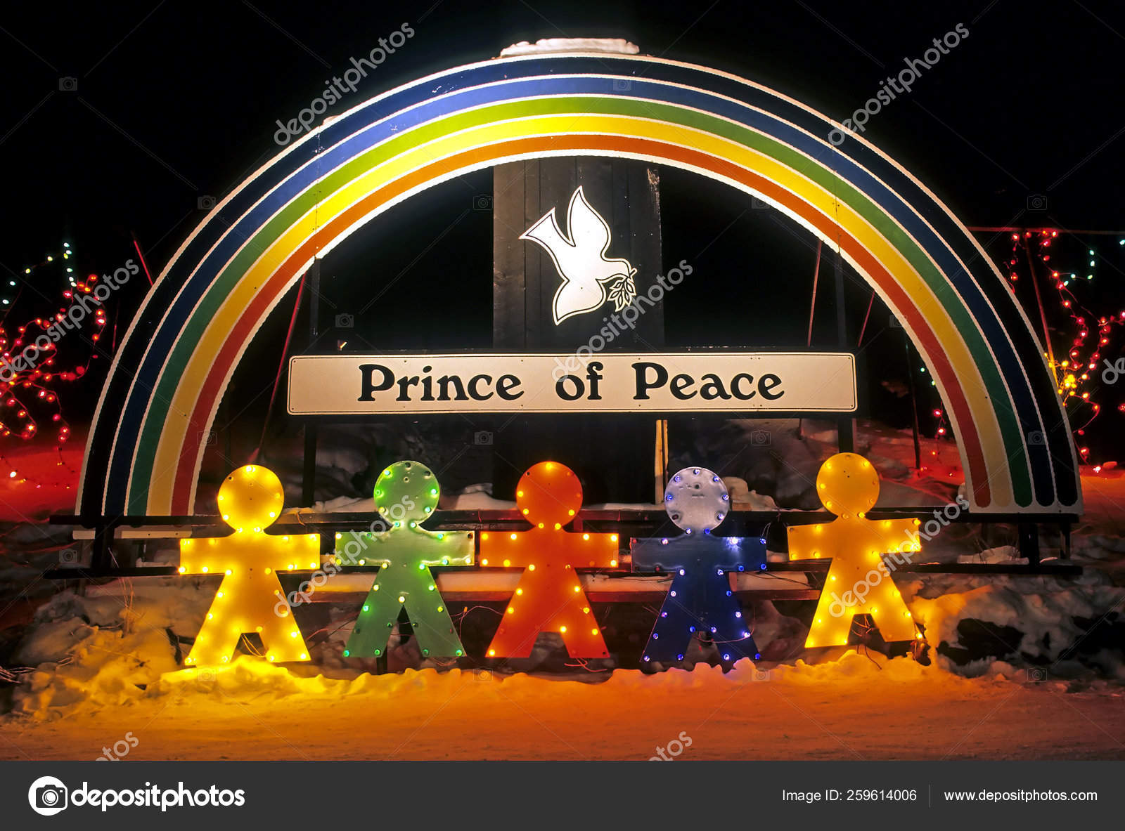 Lighted Christmas Display Rainbow Dove Prince Peace Sign Colored ...