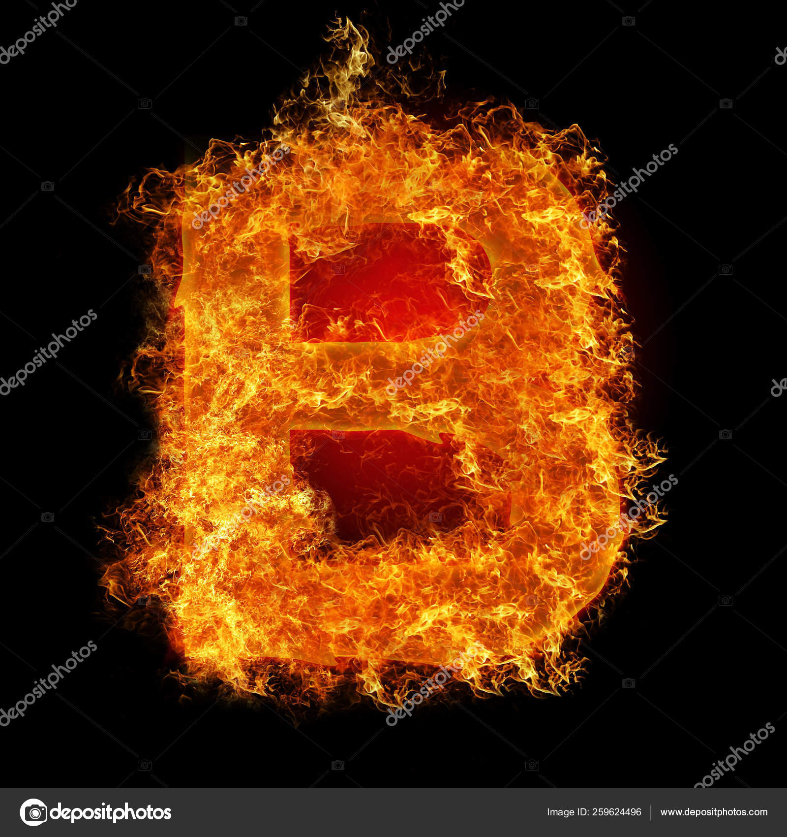 Fire Letter Black Background Stock Photo by ©YAYImages 259624496