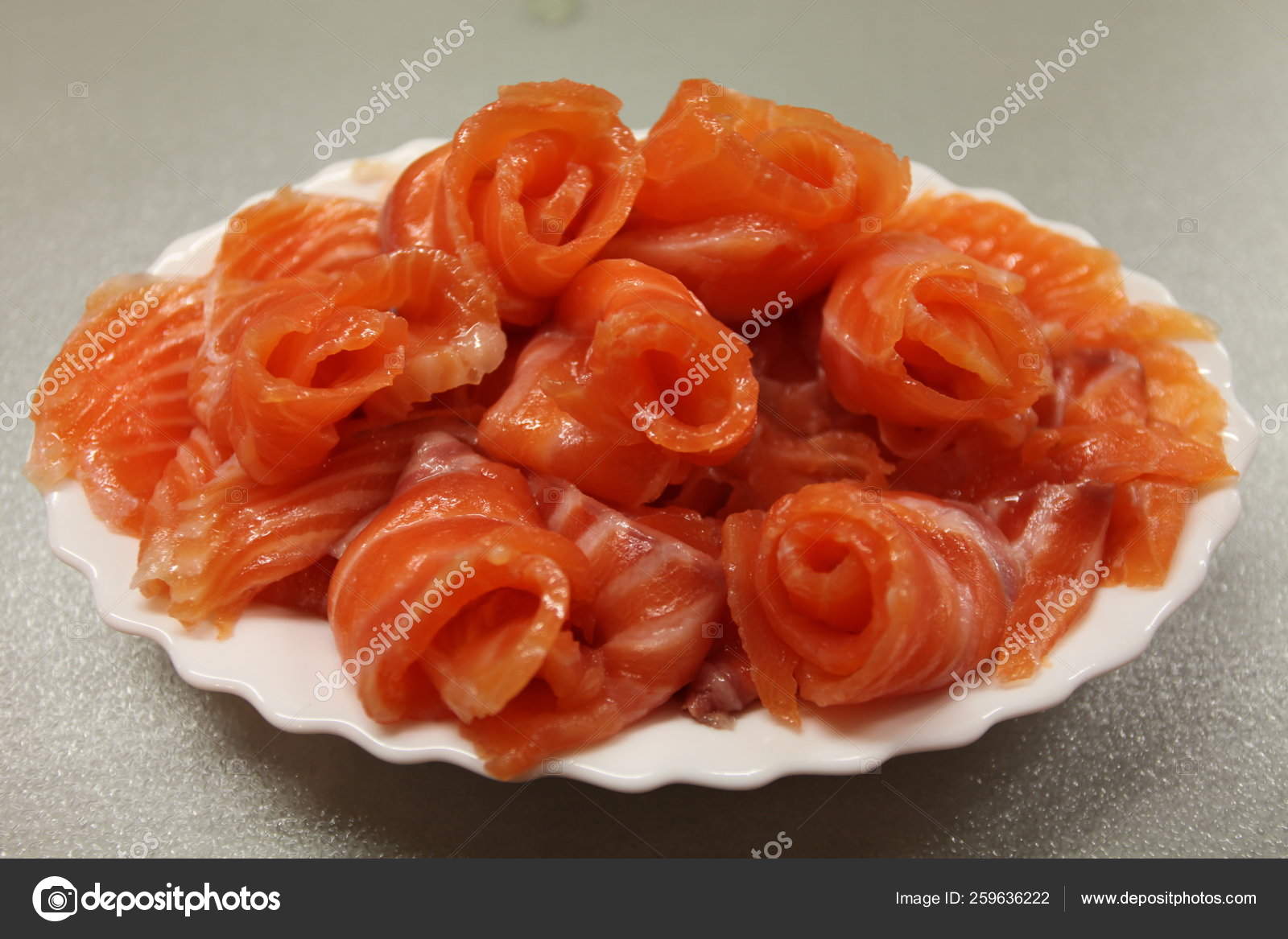 Pieces Salmon Form Roses Plate Stock Photo by ©YAYImages 259636222