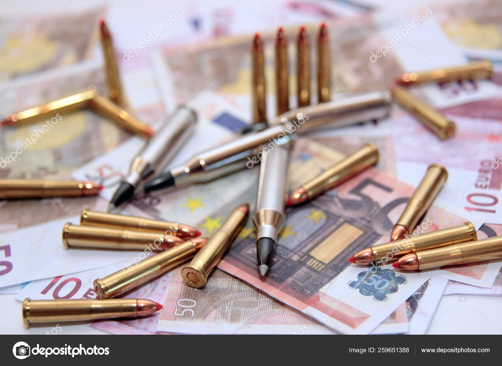 Bullets Money Showing Dangerous Side Life — Stock Photo © YAYImages ...