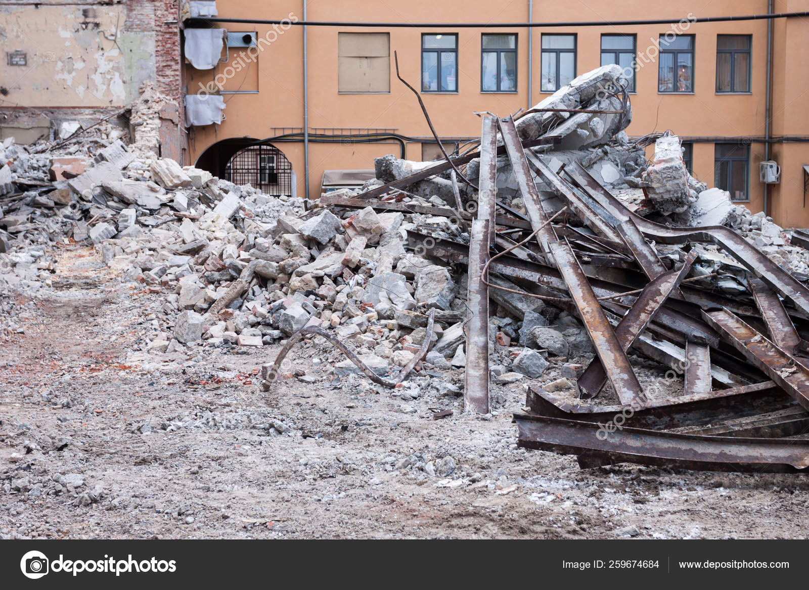 Heap Rubble Demolished Building Background Stock Photo by ©YAYImages ...