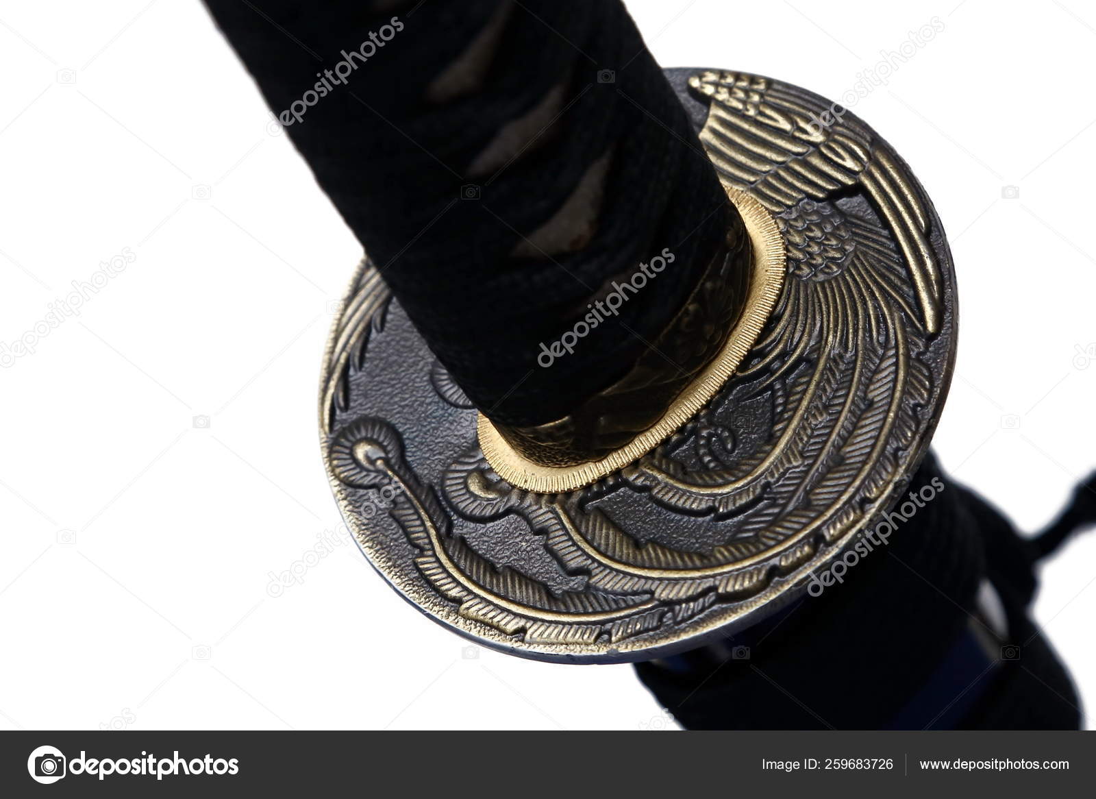 Tsuba Hand Guard Japanese Sword White Background Stock Photo by ...