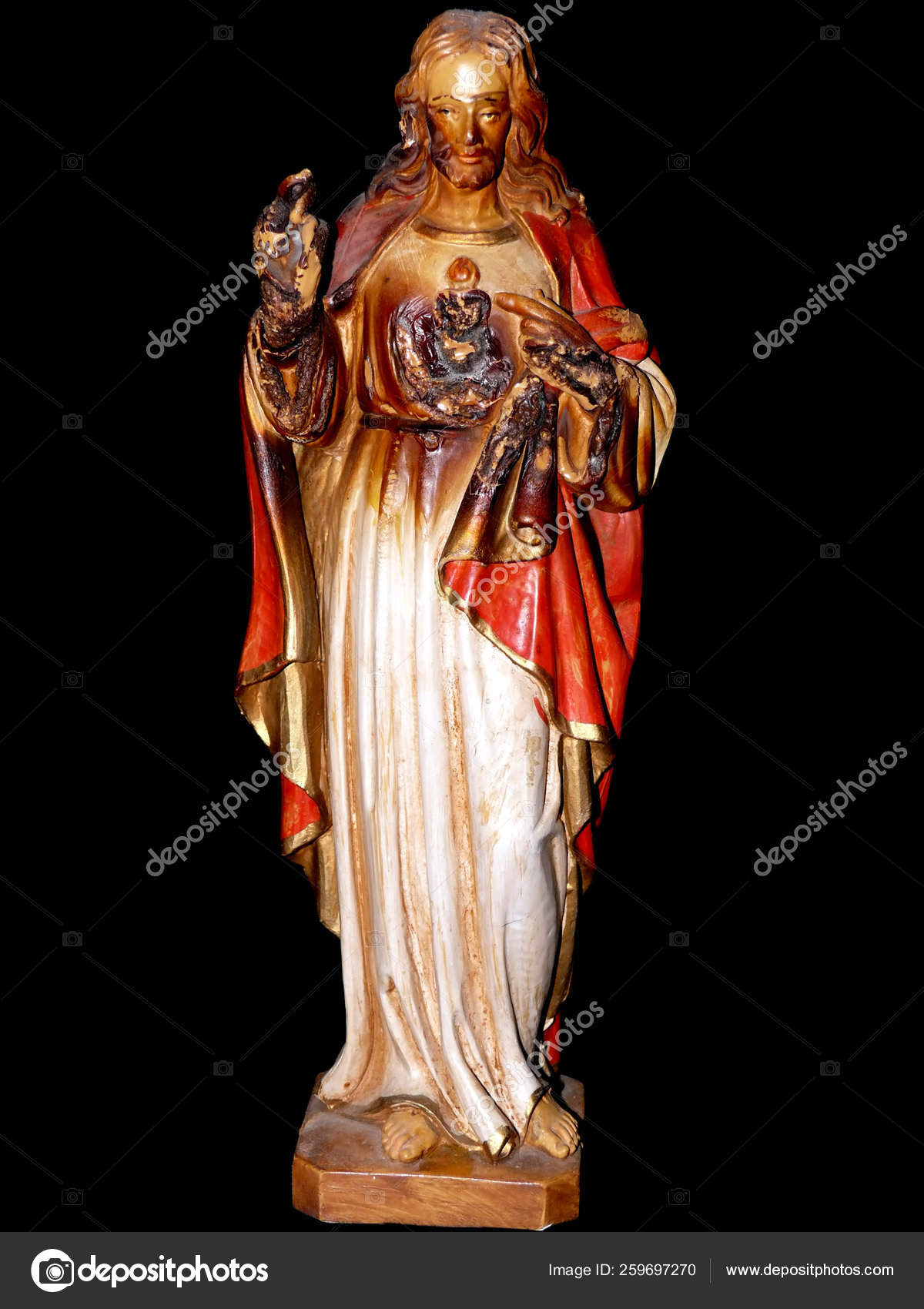 Portrait Burned Jesus Black Background Stock Photo by ©YAYImages 259697270