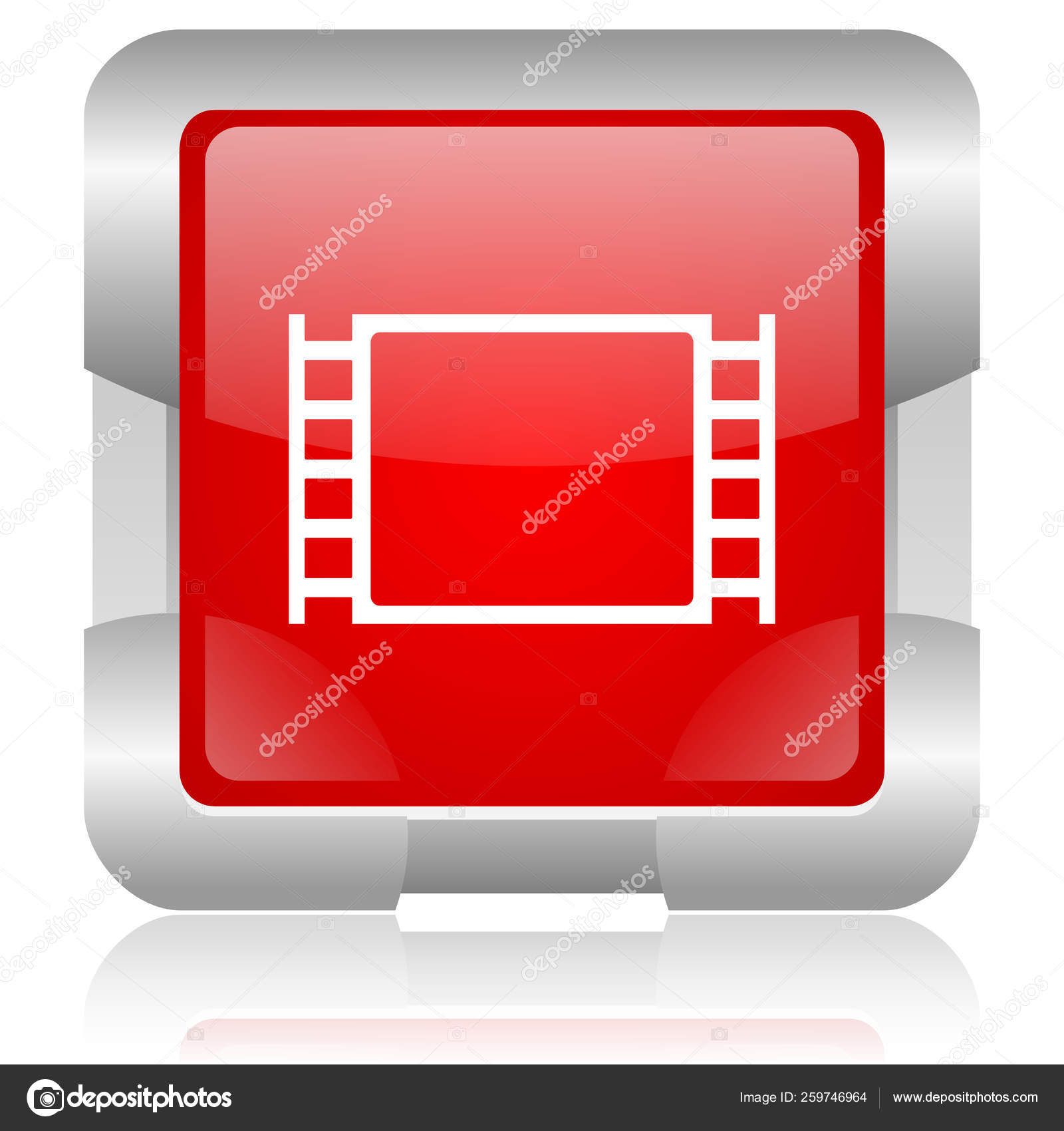 Modern Oryginal Red Square Glossy Internet Icon Steel Border White ...