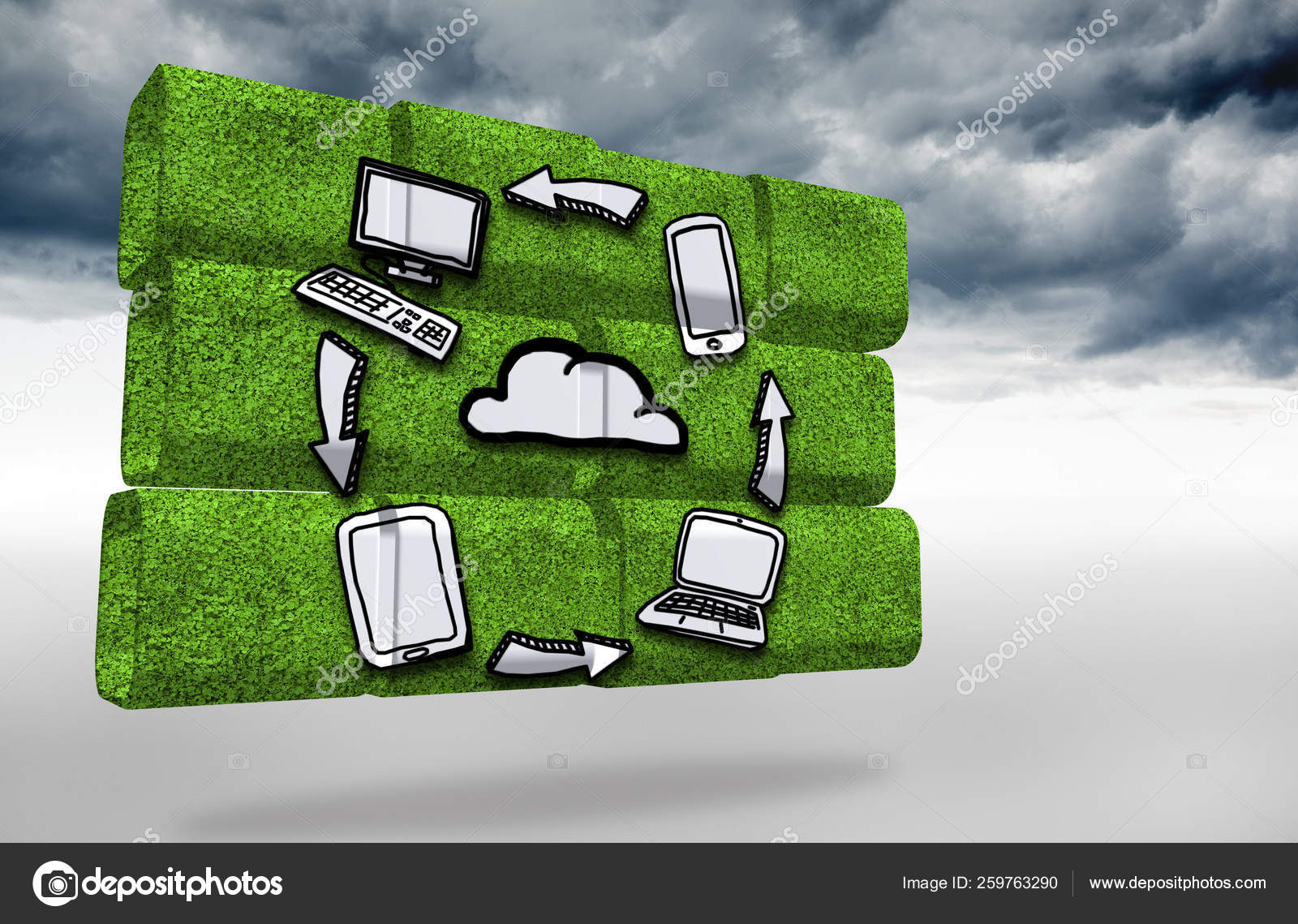 Cloud Computing Cycle Abstract Screen Cloudy Sky Background — Stock ...