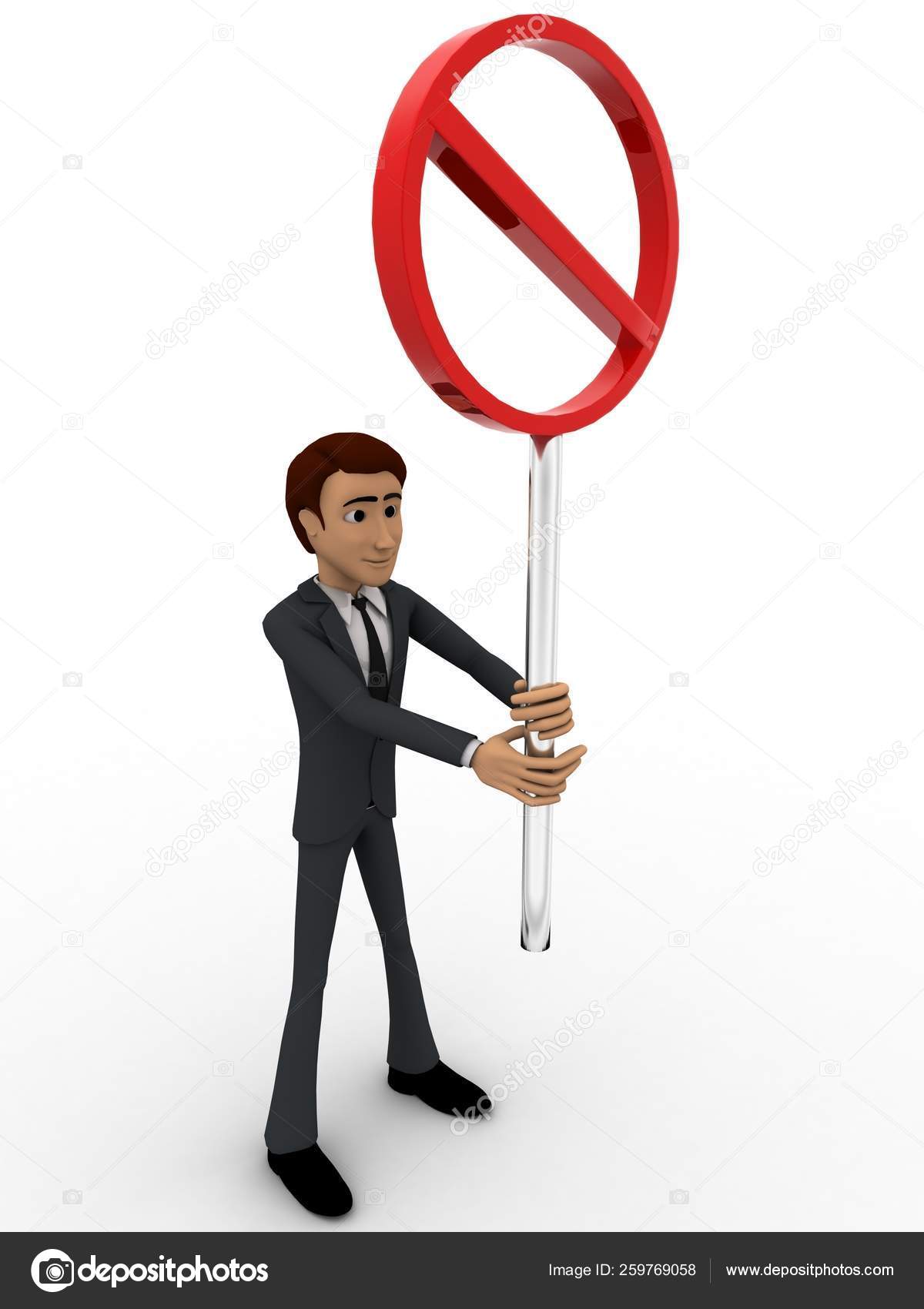Man Holding Stop Sign Board Concept White Background Side Angle Stock ...