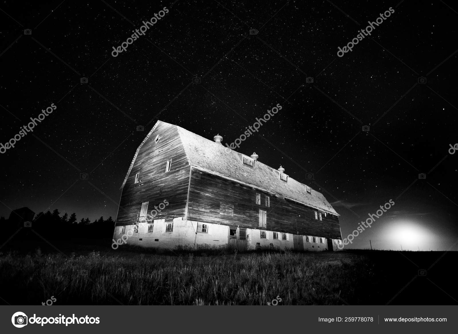 Night Barn Star Trails Farm Scene Saskatchewan — Stock Photo ...