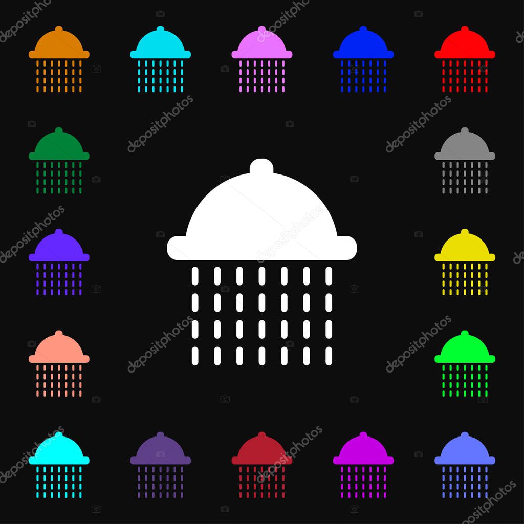 signo de icono de ducha. Muchos símbolos de colores para su diseño ...